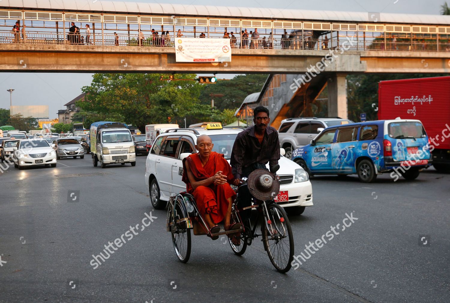 Myanmar Man Drives Trishaw Known Sidecar Editorial Stock Photo - Stock ...