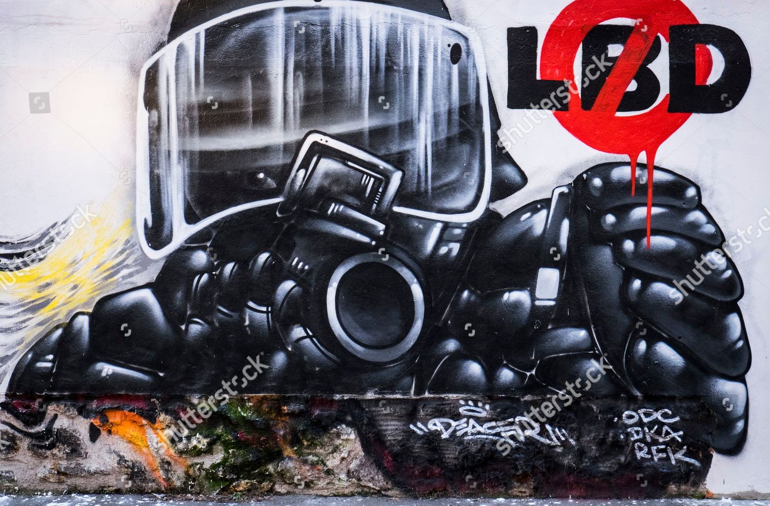 Grafitti Representing Scene Police Forces During Editorial Stock Photo ...