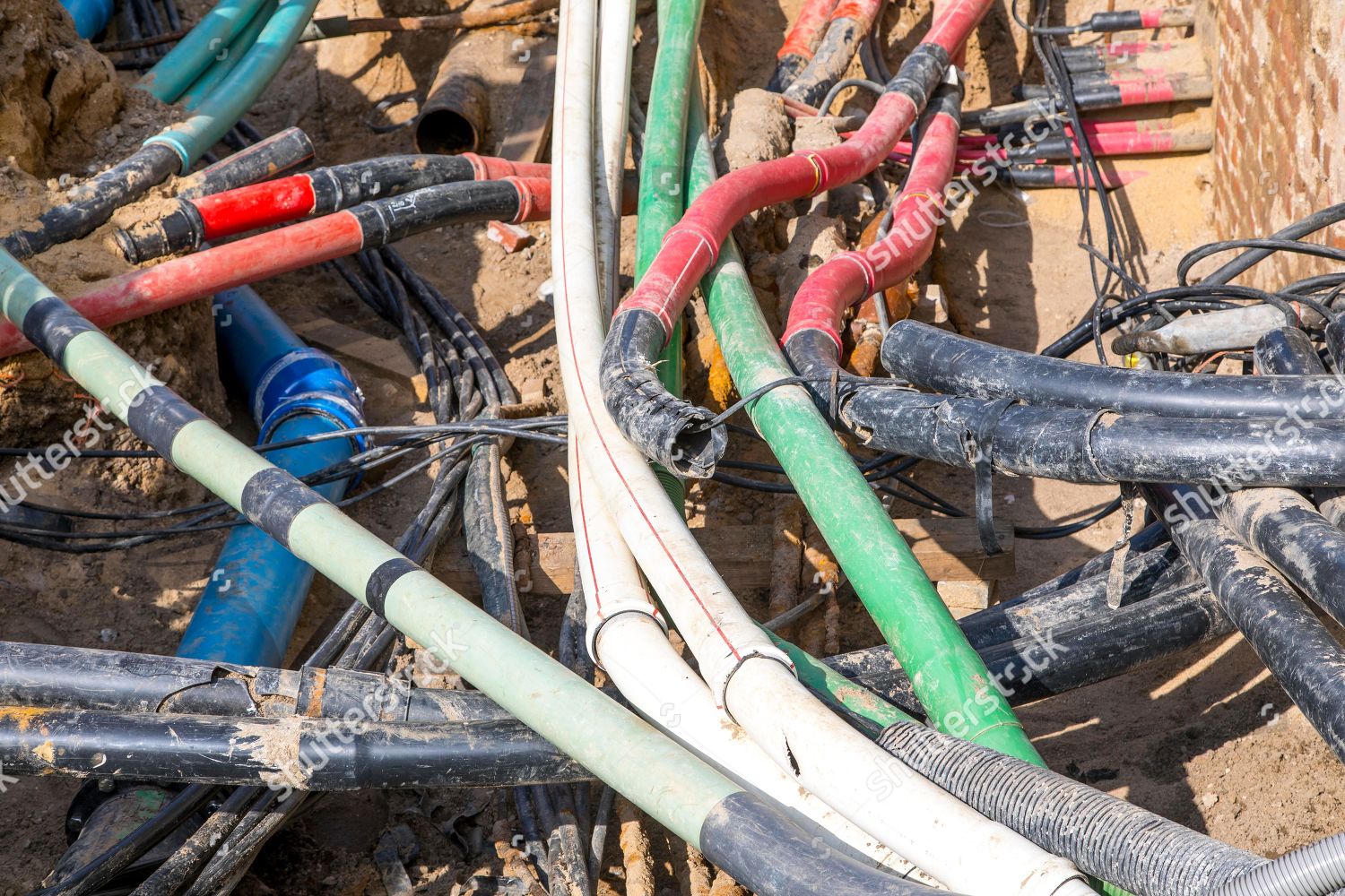 Cables Pipelines Tangle Construction Site Supply Editorial Stock Photo ...