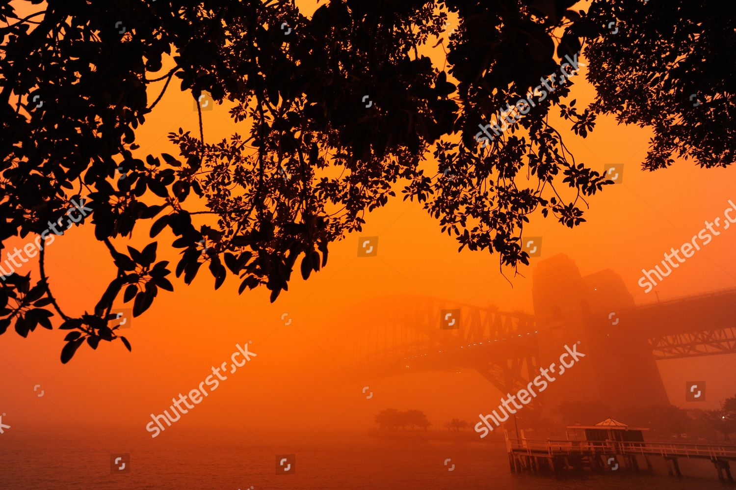 Sydney Harbour Bridge Red Dust Storm Editorial Stock Photo - Stock ...