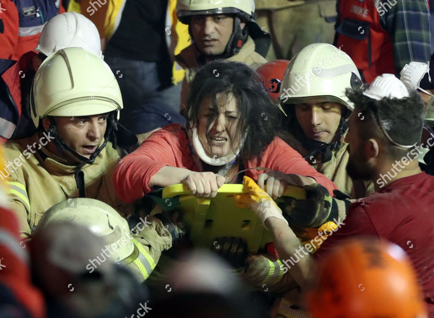 Rescuers Carry Injured Woman On Stretcher Editorial Stock Photo - Stock ...