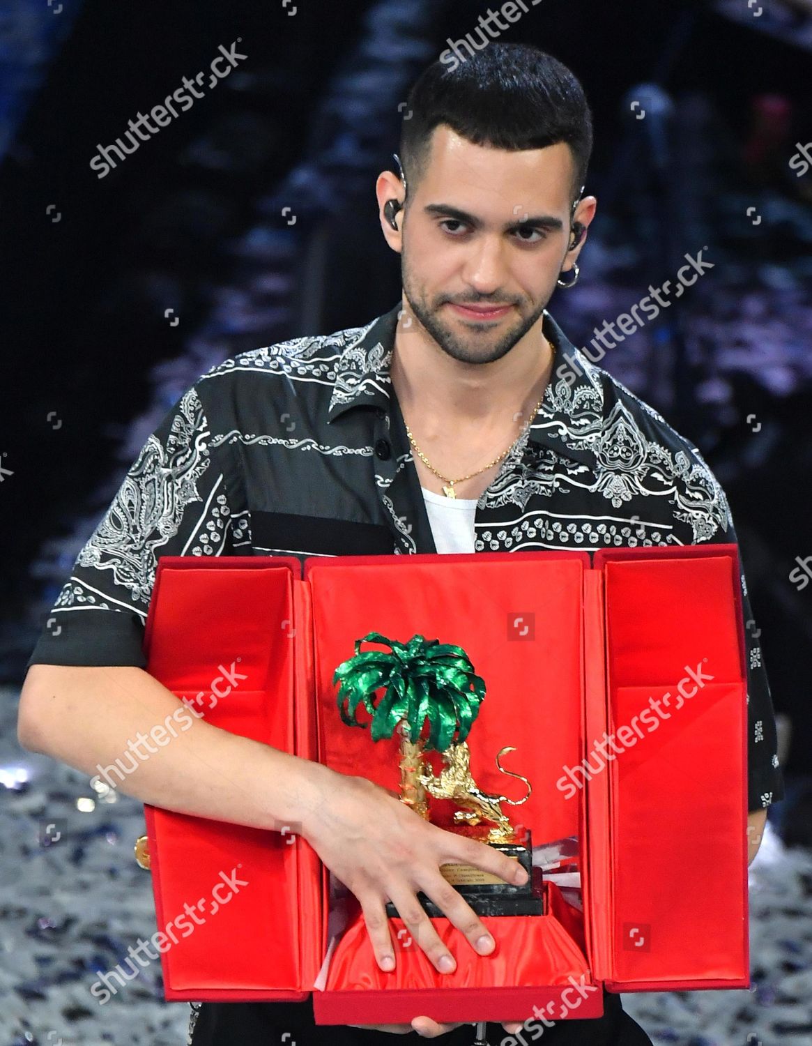 Italian Singer Mahmood Celebrates On Stage Editorial Stock Photo ...