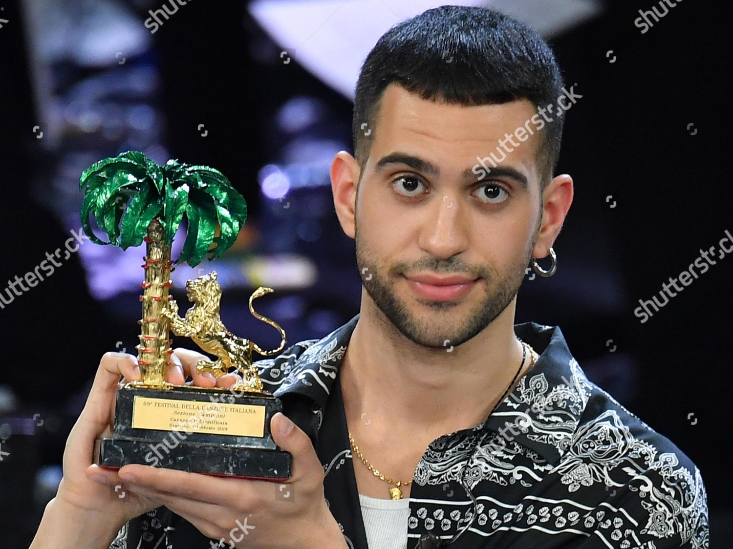 Italian Singer Mahmood Celebrates On Stage Editorial Stock Photo ...