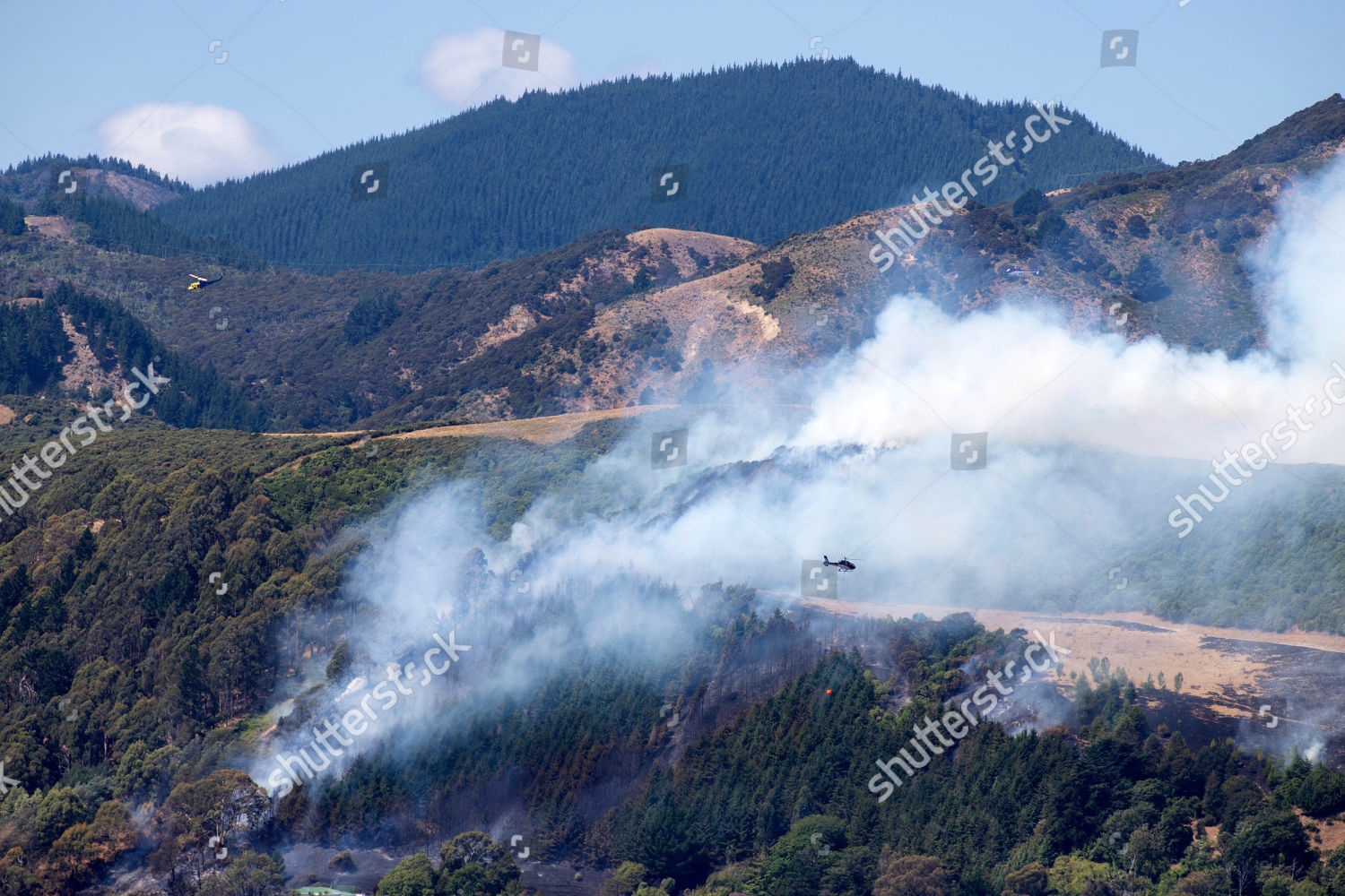 Helicopters Extinguish Fire Near Nelson South Editorial Stock Photo ...