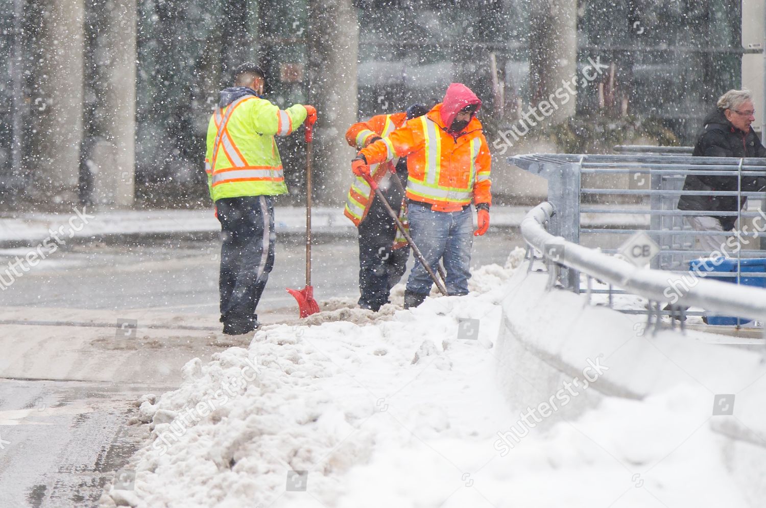 Workers Spread Salt Sidewalk Pearson International Editorial Stock ...