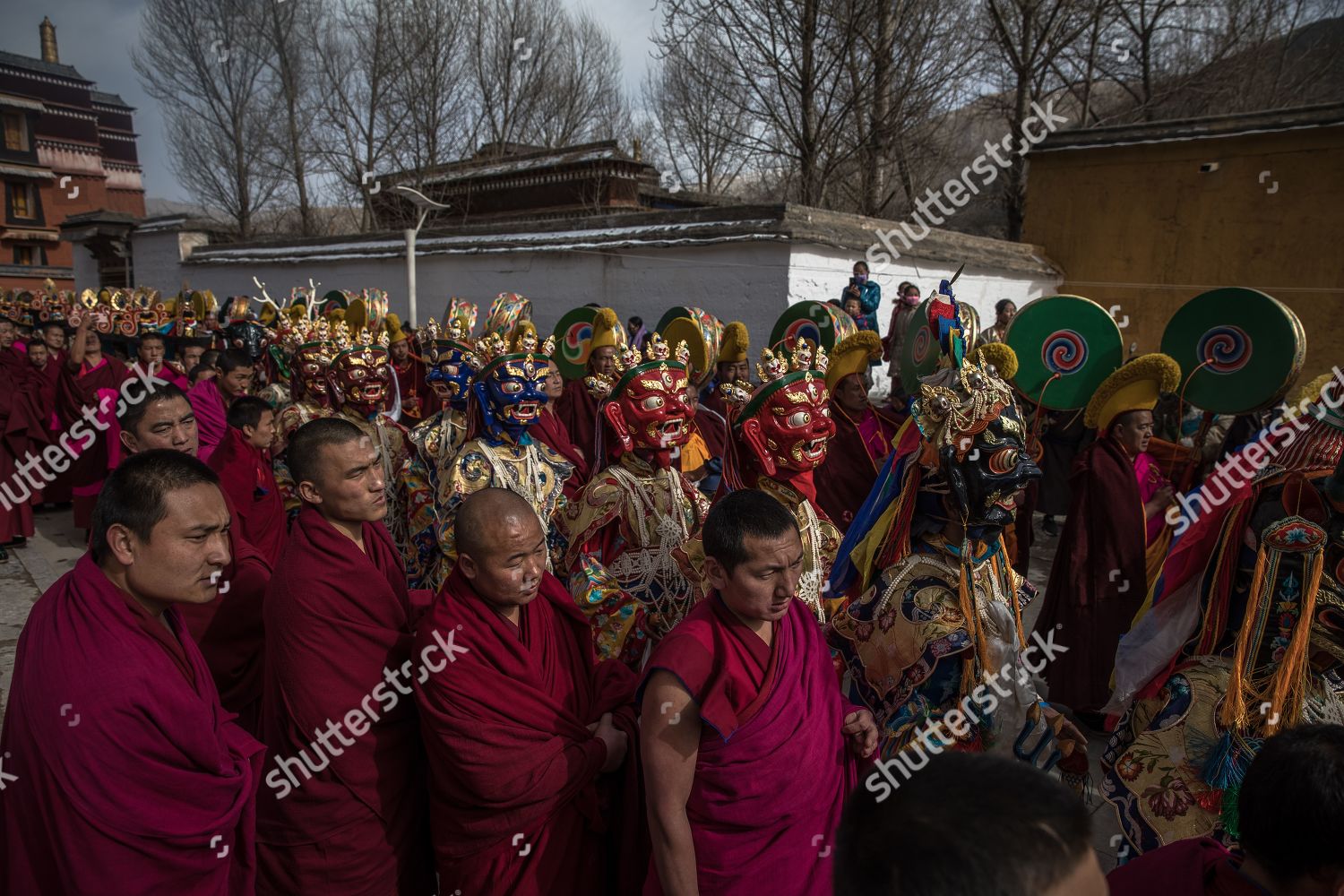 Tibetan Buddhists Monks Wearing Costumes Attend Editorial Stock Photo ...