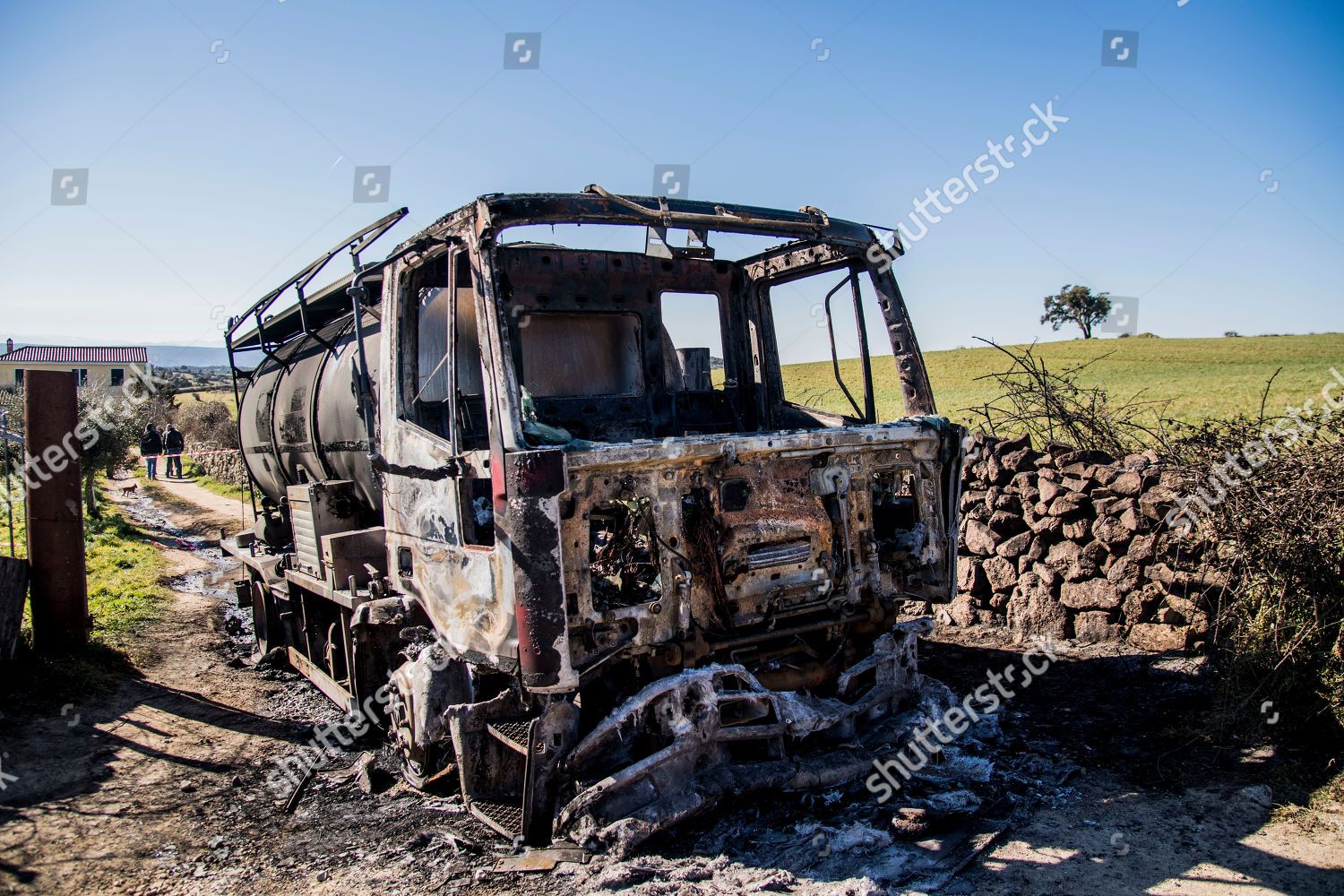 Burned Out Milk Tanker Following Armed Editorial Stock Photo - Stock ...