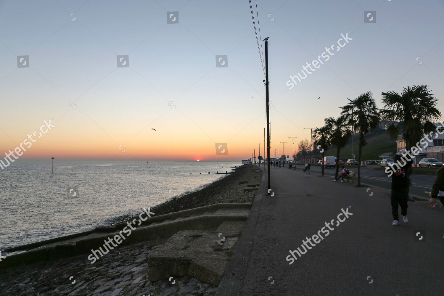 Red Sunset Beach Southend On Sea Editorial Stock Photo - Stock Image ...