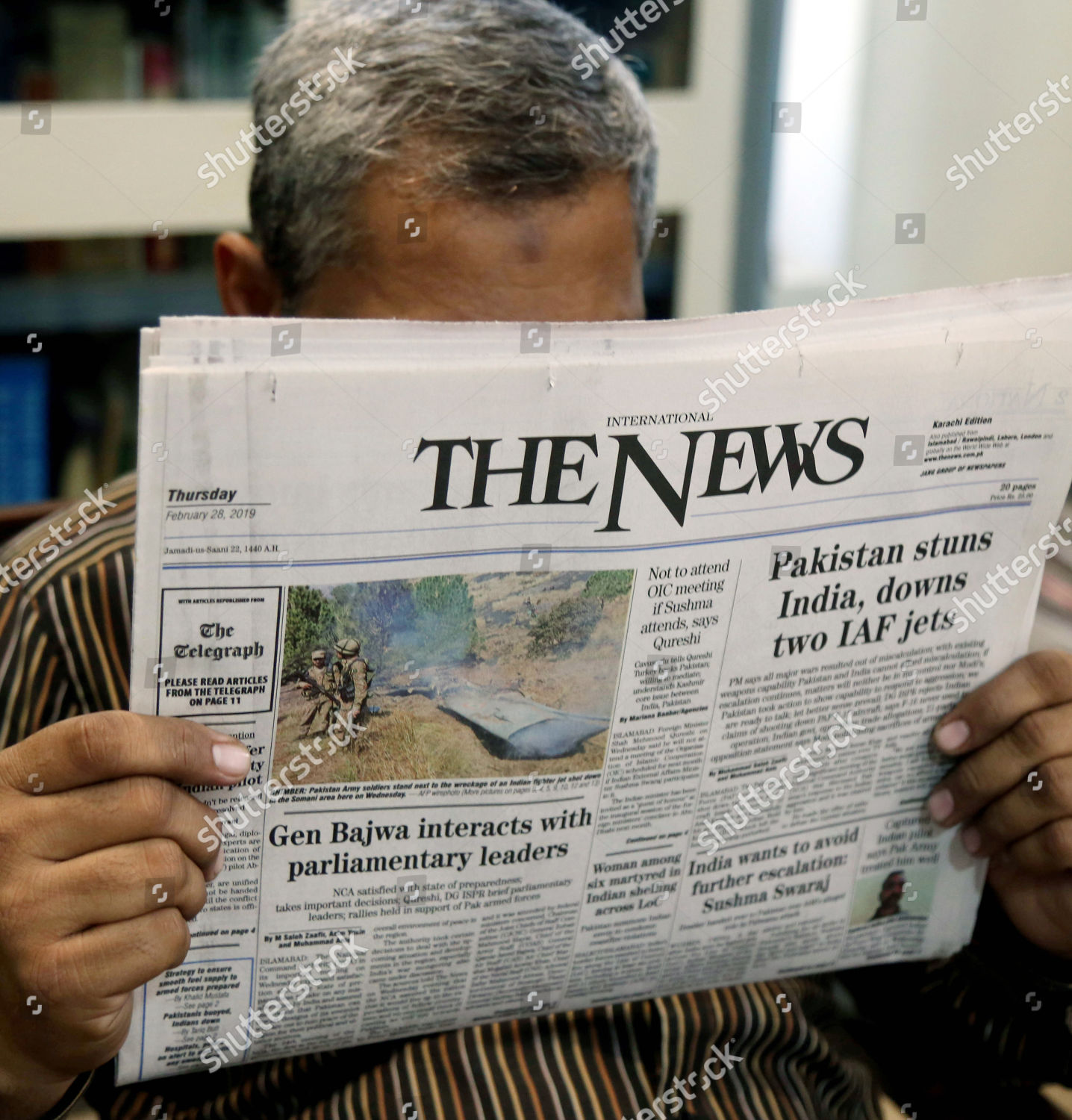 Pakistani Newspapers Carry Front Page News Editorial Stock Photo ...