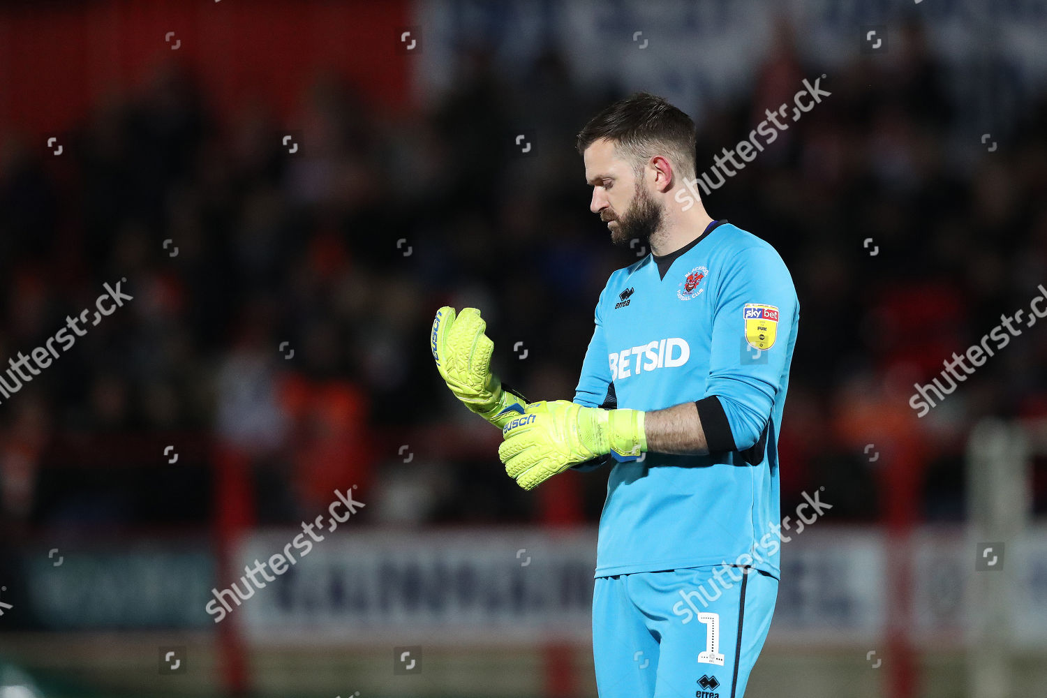 Blackpool Goalkeeper Mark Howard Adjusts His Editorial Stock Photo ...
