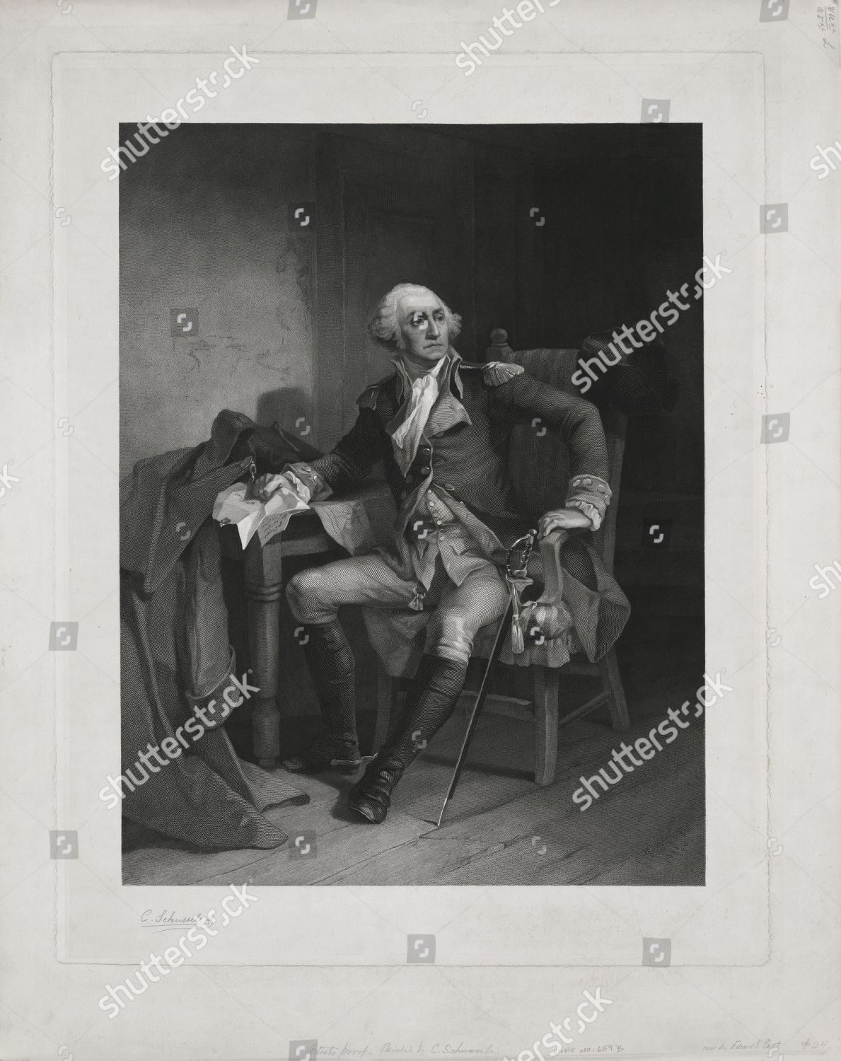 General George Washington Seated Portrait Holding Editorial Stock Photo ...