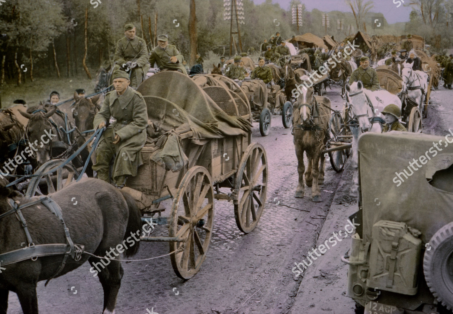 German Soldiers Riding Carts Wagons Central Editorial Stock Photo ...