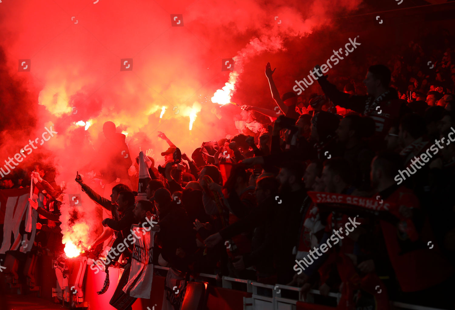 Rennes Fans Let Off Flares During Editorial Stock Photo - Stock Image ...