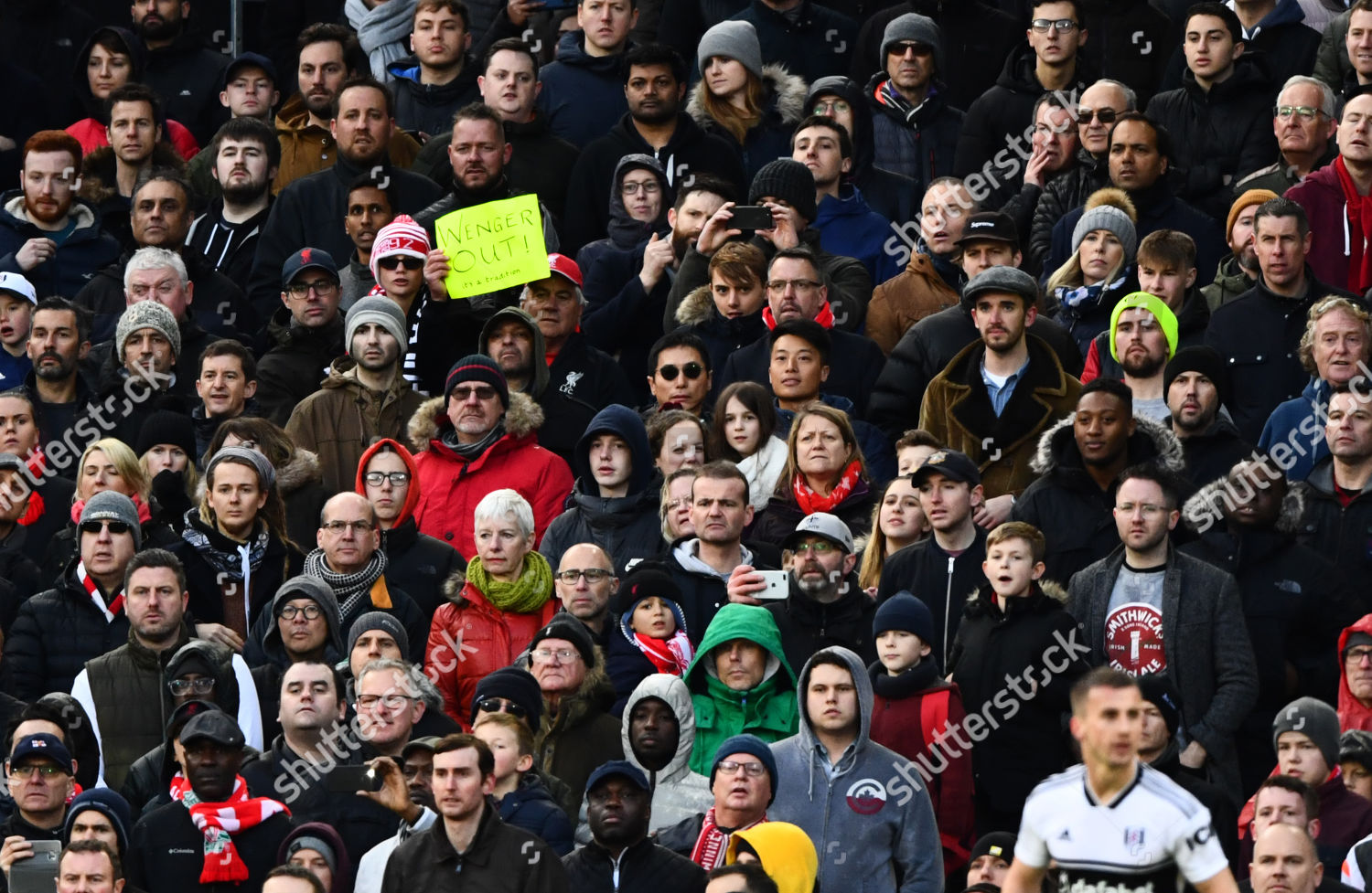 Liverpool Fan Holds Wenger Out Sign Editorial Stock Photo - Stock Image ...