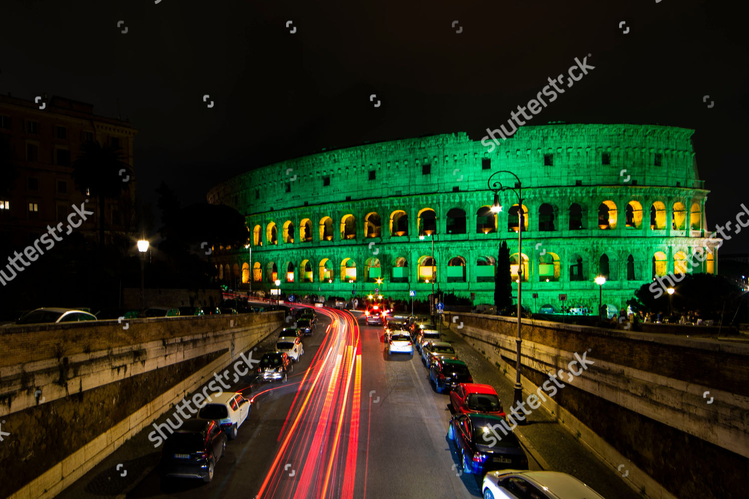 Colosseum Lights Green Saint Patricks Day Editorial Stock Photo - Stock ...