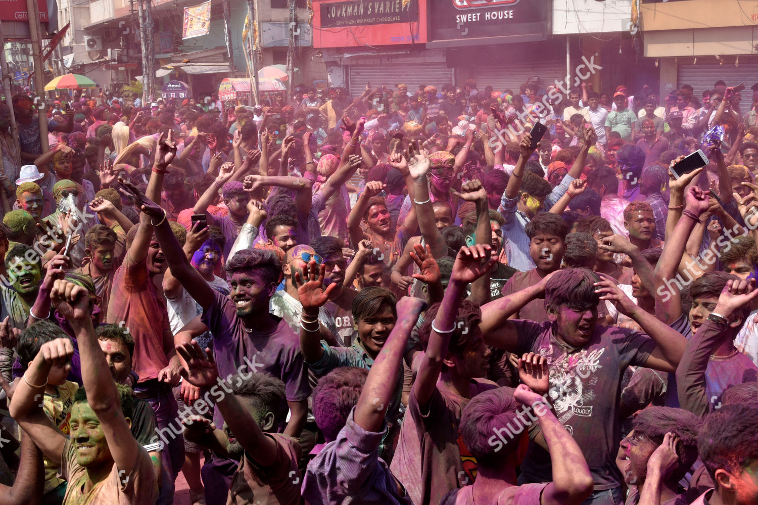 Coloured Powder Thrown On People They Editorial Stock Photo - Stock ...