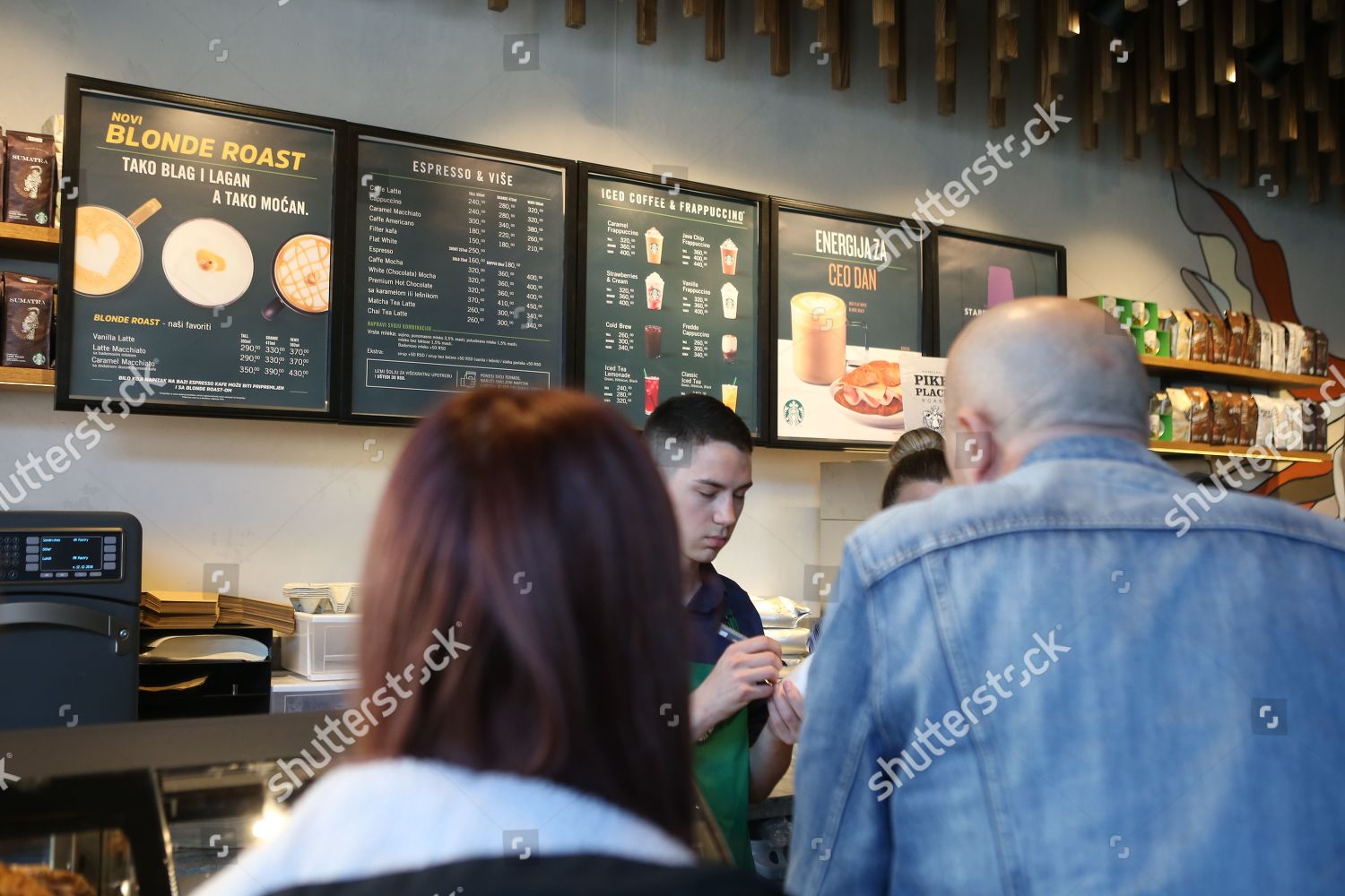 People Queue Inside Starbucks Coffeehouse Belgrade Editorial Stock ...