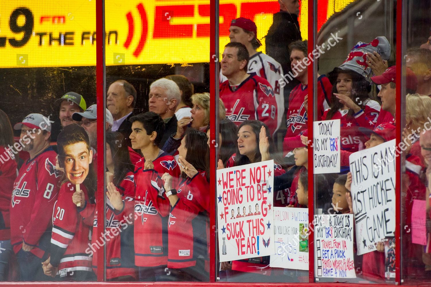 Washington Capitals Fans Hold Posters During Editorial Stock Photo ...