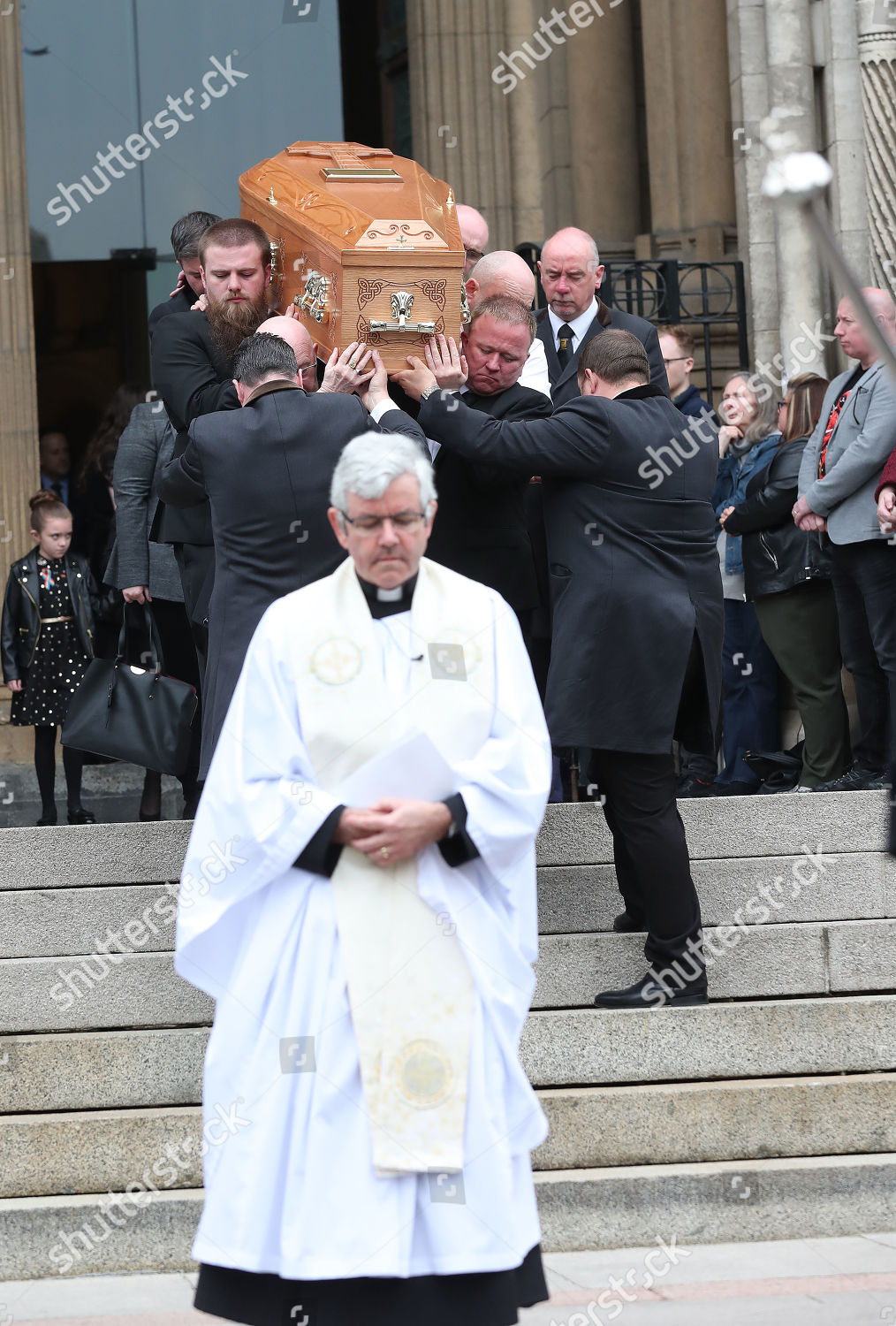 Mourners Friends Pictured Funeral Service Thanksgiving Editorial Stock ...