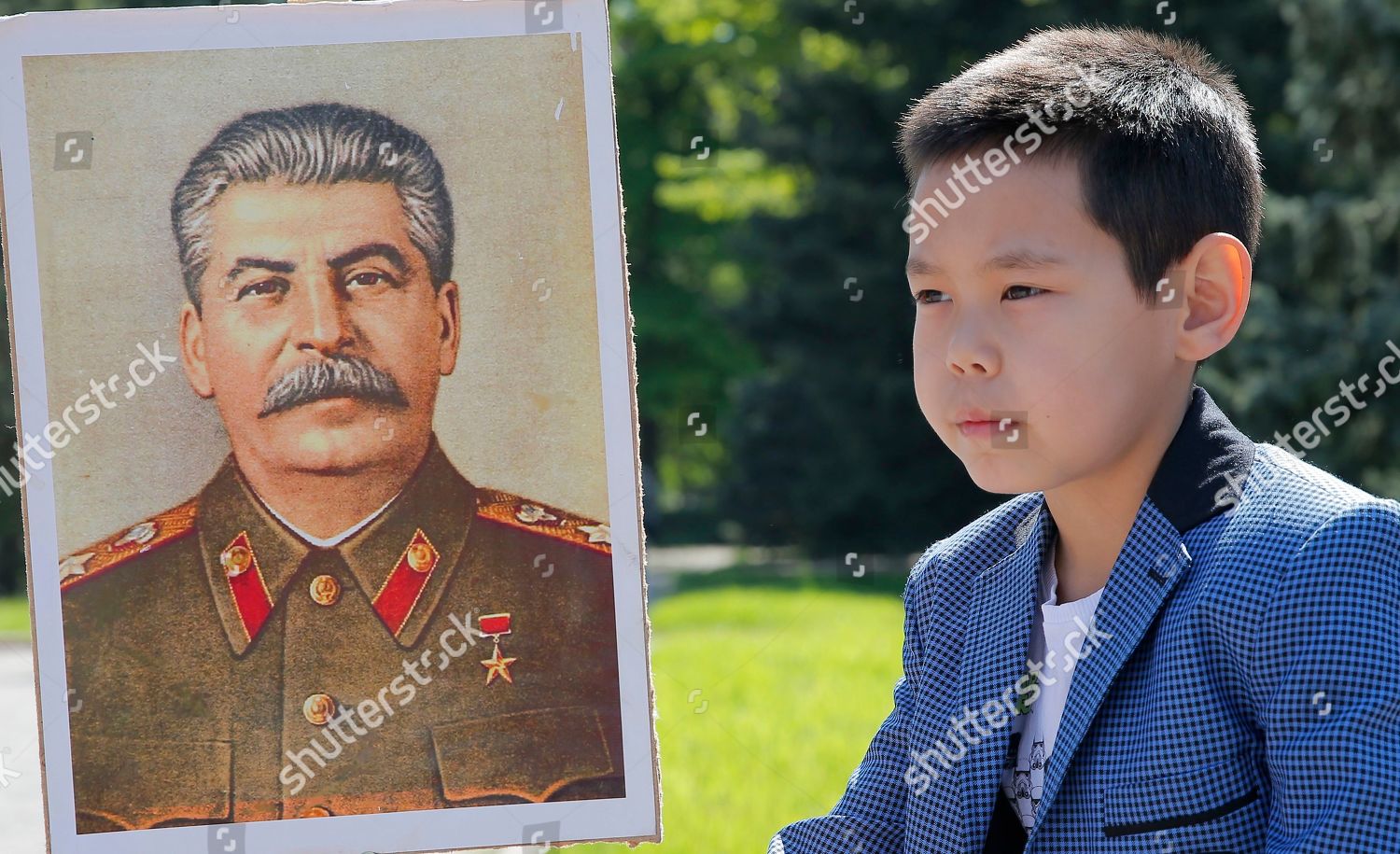 Boy Looks On Next Portrait Soviet Editorial Stock Photo - Stock Image ...