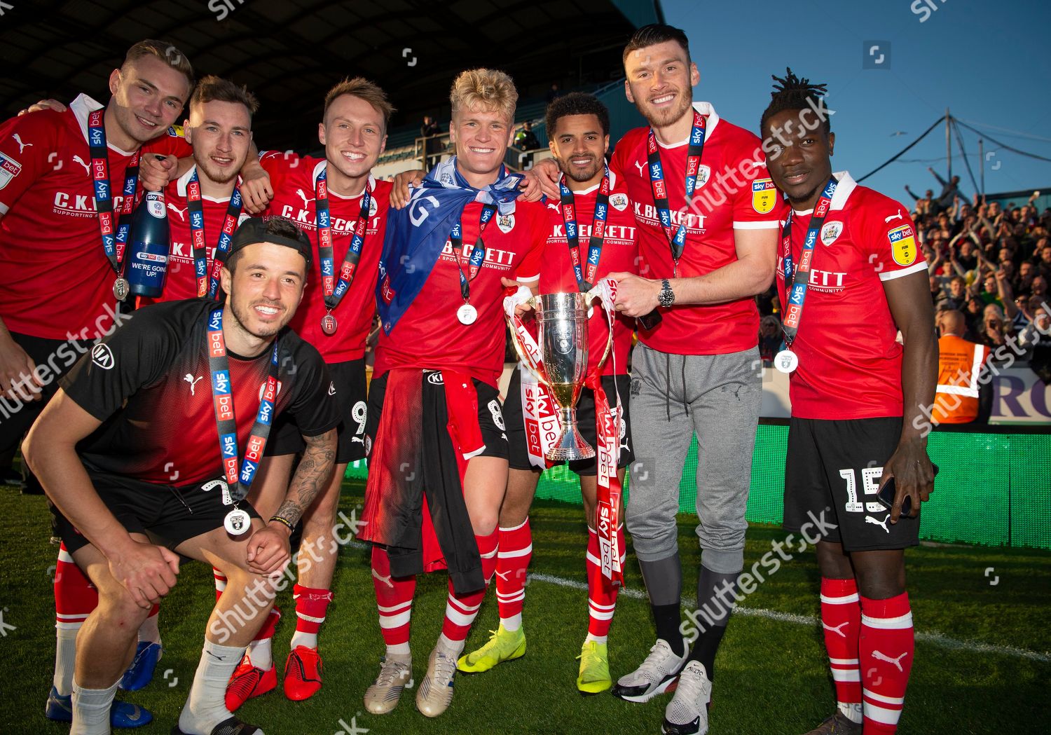 Barnsley Players Celebrate Their Promotion Championship Editorial Stock ...
