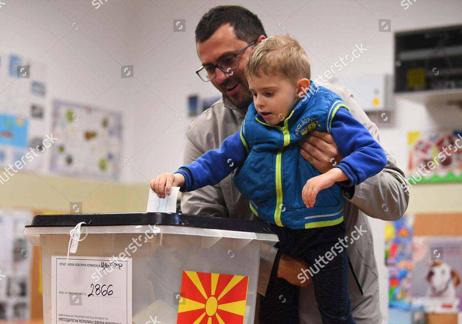 Child Casts Ballot His Father During Editorial Stock Photo - Stock ...