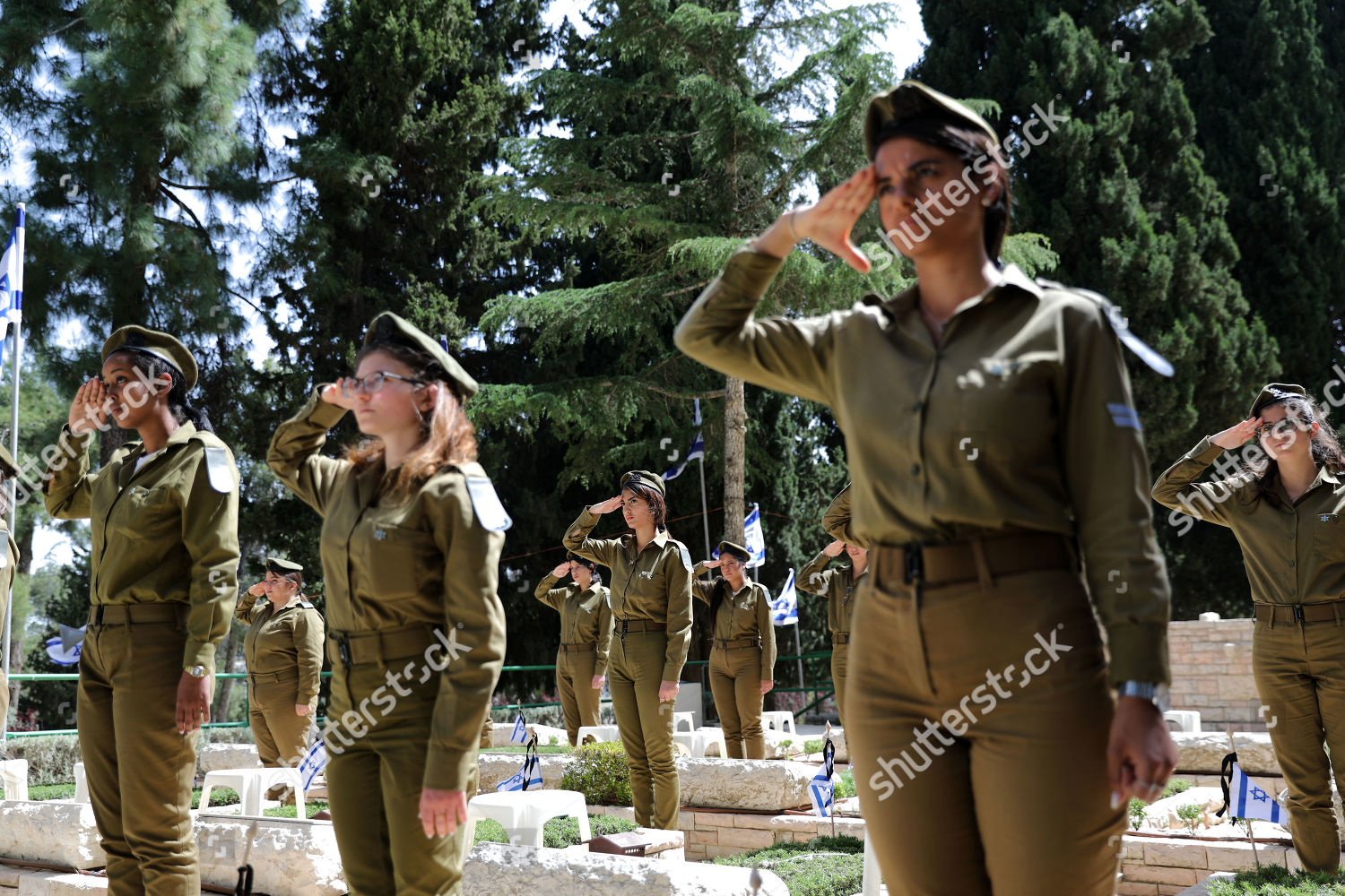Israeli Female Soldiers Salute After Decorating Editorial Stock Photo ...