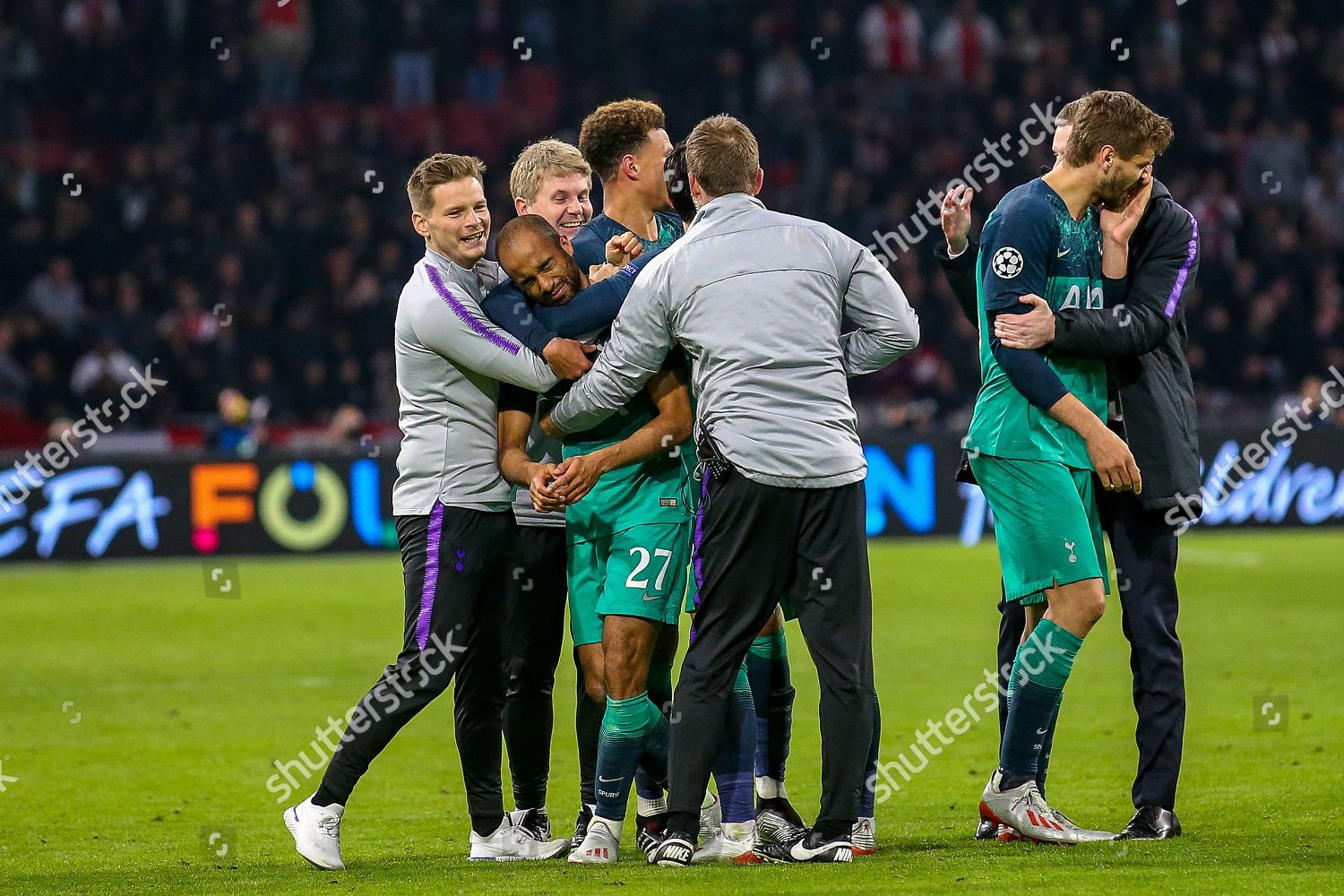 Tottenham Players Coaching Staff Surround Tottenham Editorial Stock ...