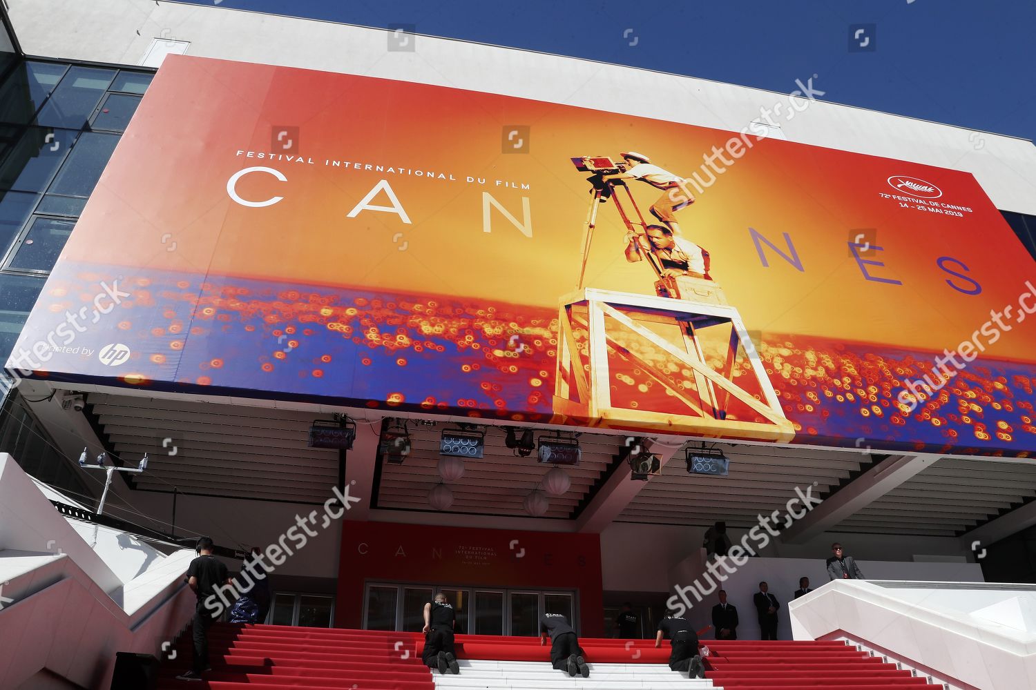 Workers Roll Out Red Carpet Front Editorial Stock Photo - Stock Image ...