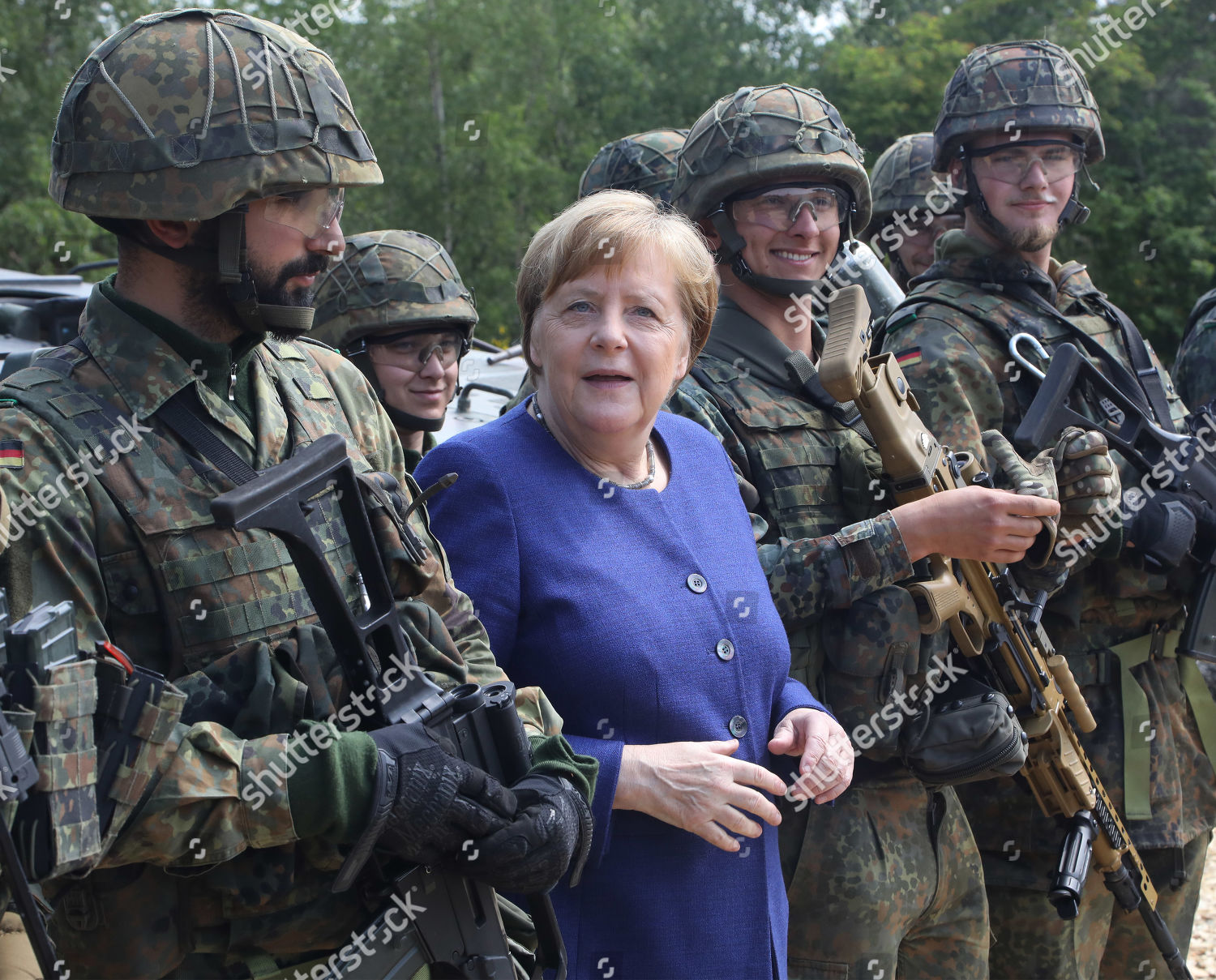 German Chancellor Angela Merkel 2l Soldiers Editorial Stock Photo ...