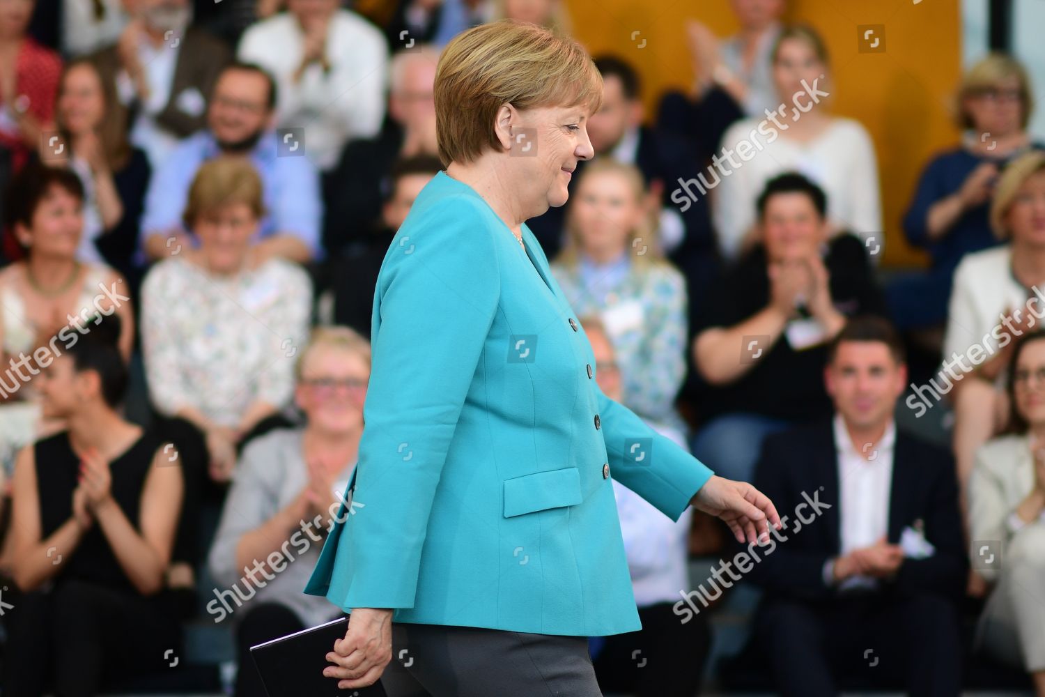 German Chancellor Angela Merkel Walks Front Editorial Stock Photo ...