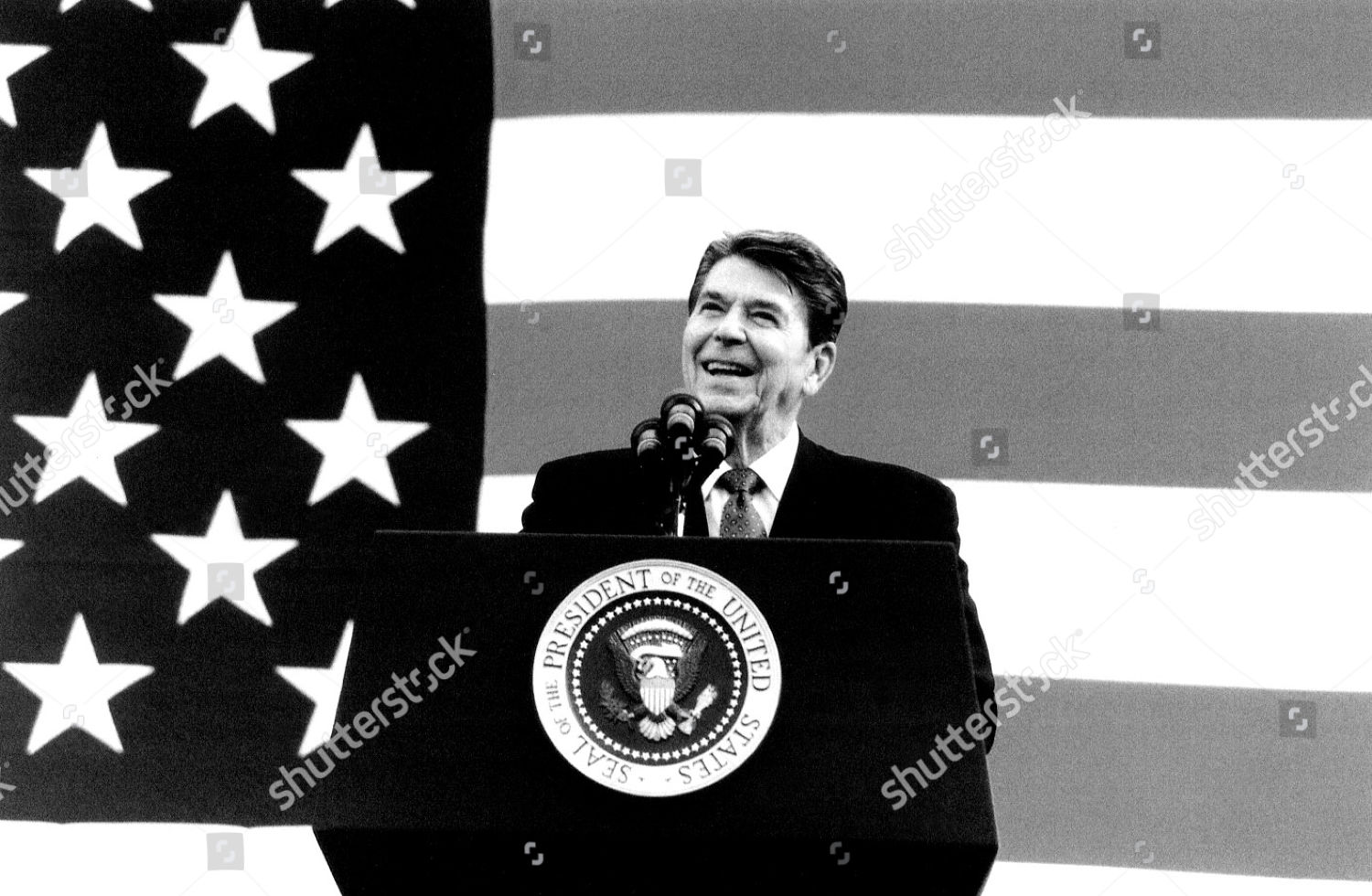 President Ronald Reagan Podium Presidential Seal Editorial Stock Photo ...