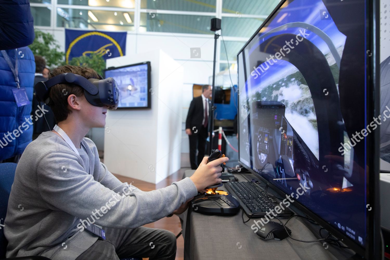 Visitor Operates Flight Simulator Lockheed Martin Editorial Stock Photo ...