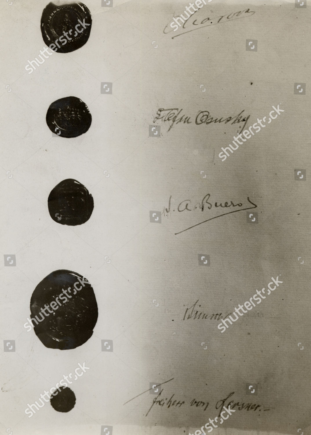 Some Signatures Seals On Peace Treaty Editorial Stock Photo - Stock ...