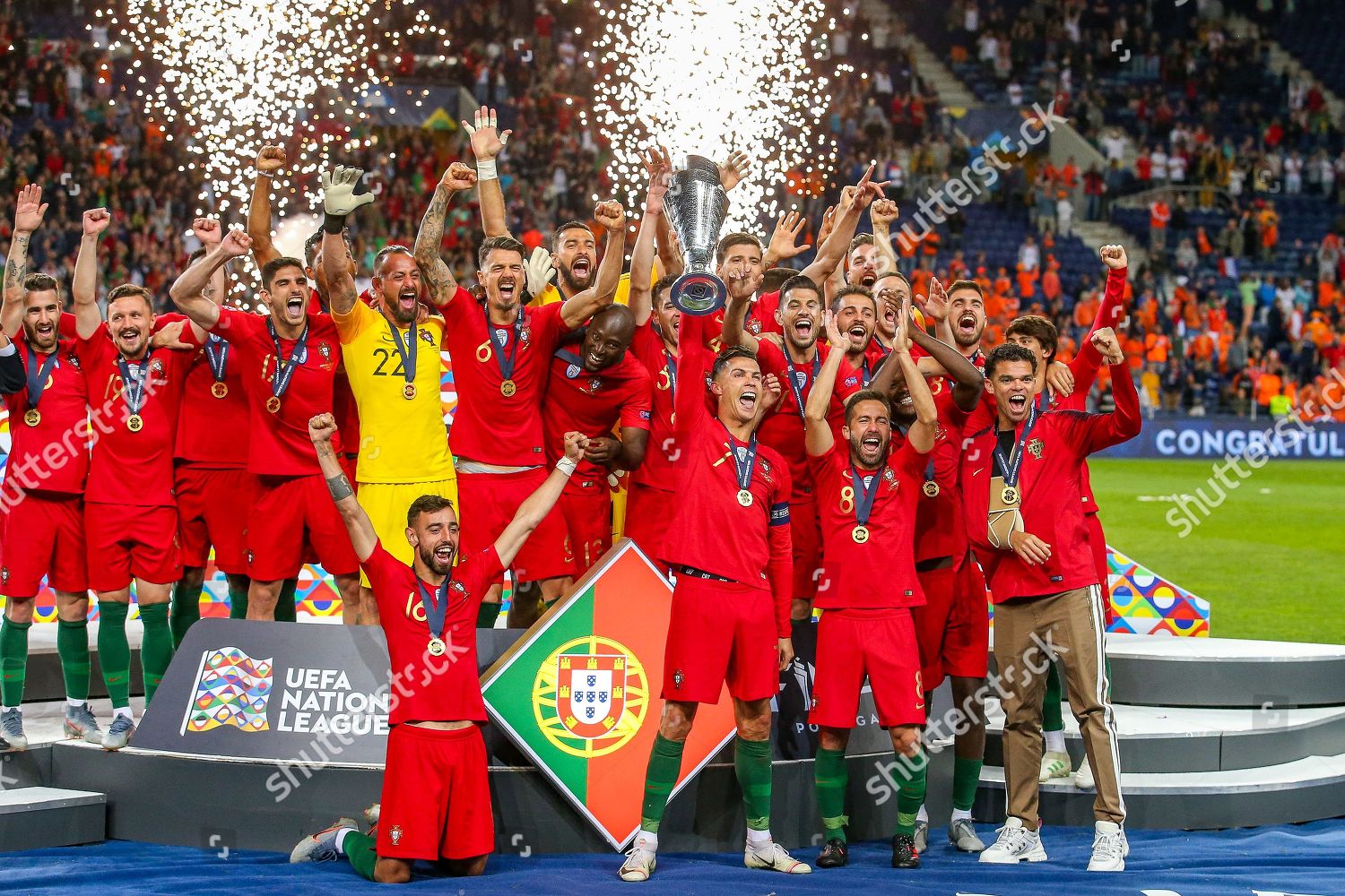 Portugal Win Nations League Celebrate Trophy Editorial Stock Photo ...