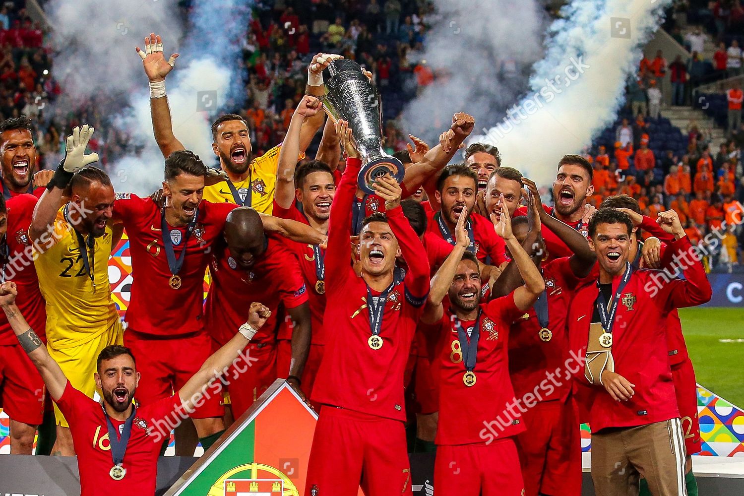 Portugal Win Nations League Celebrate Trophy Editorial Stock Photo ...