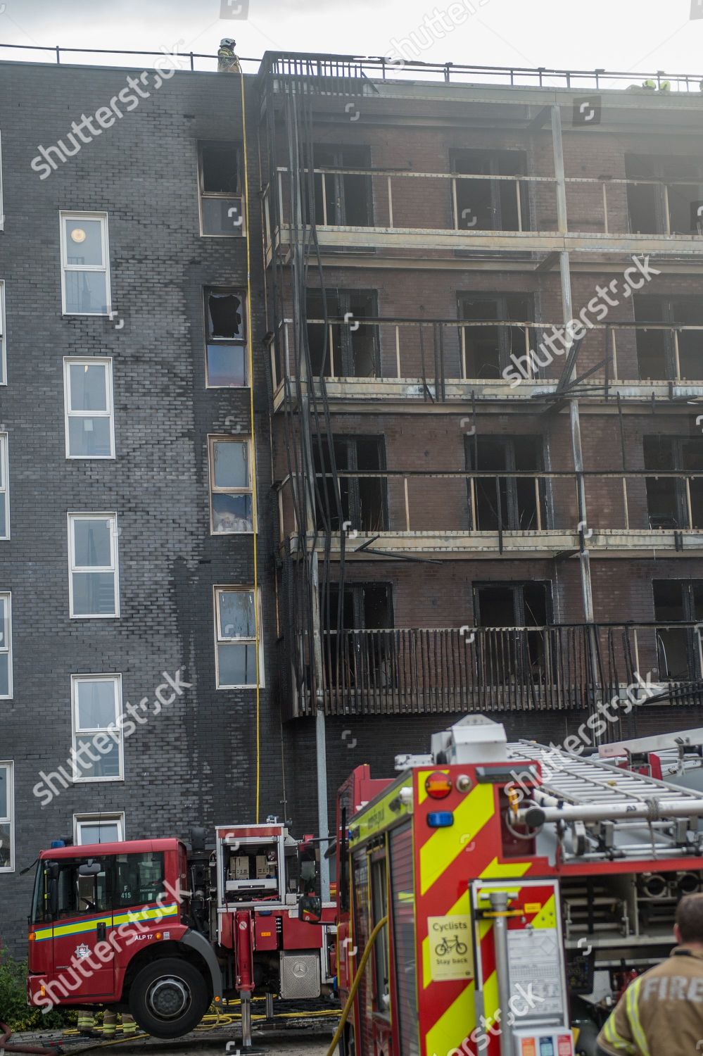 Firefighters Put Out Fire Block Flats Editorial Stock Photo - Stock ...