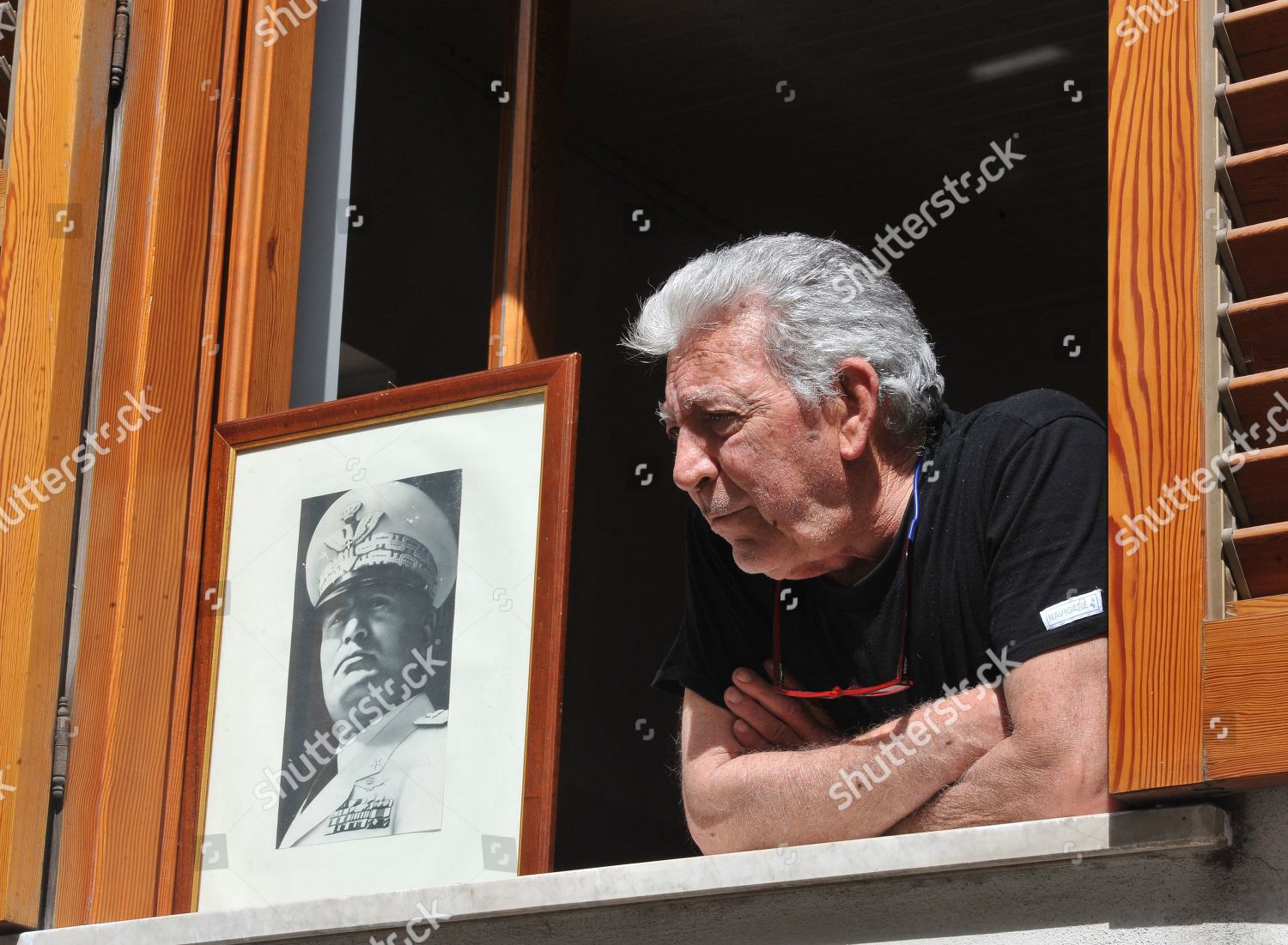 Citizen Exhibits Picture Benito Mussolini Sign Editorial Stock Photo ...