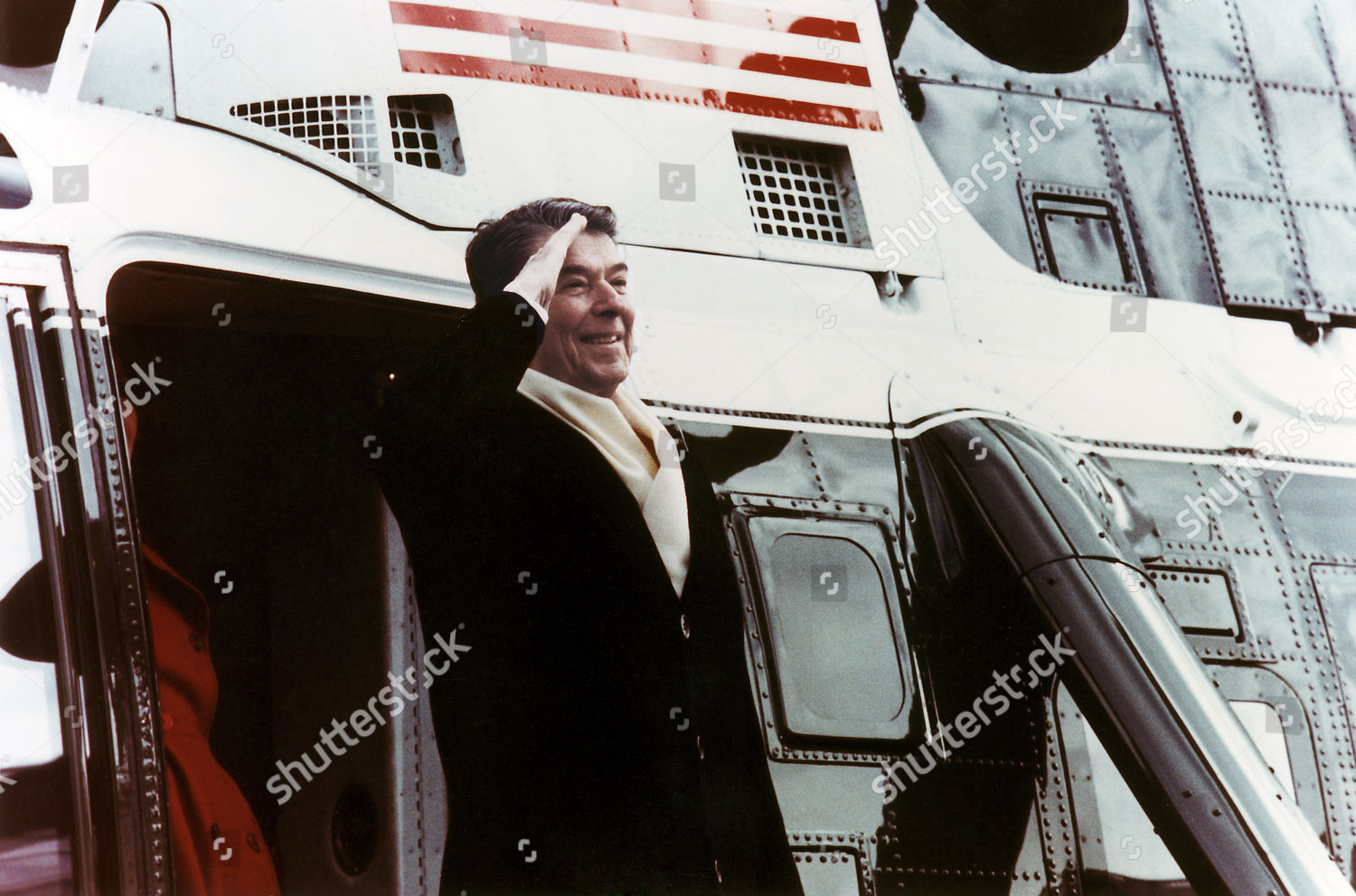 Ronald Reagan President Ronald Reagan Salutes Editorial Stock Photo ...