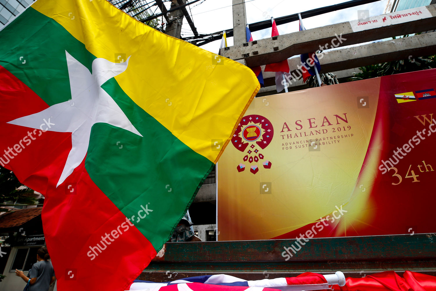 National Flag Myanmar Front Large Poster Editorial Stock Photo - Stock ...