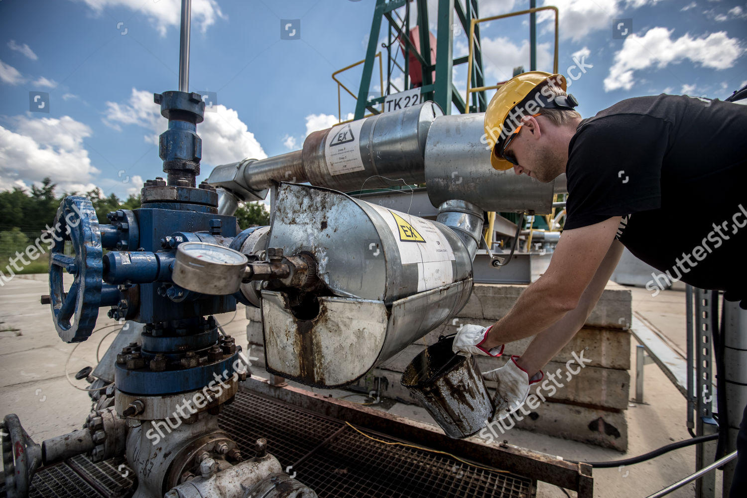 Worker Takes Oil Sample Oil Plant Editorial Stock Photo - Stock Image ...