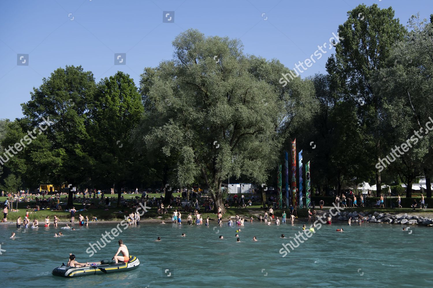 People Enjoy Swim Aare River During Editorial Stock Photo - Stock Image ...