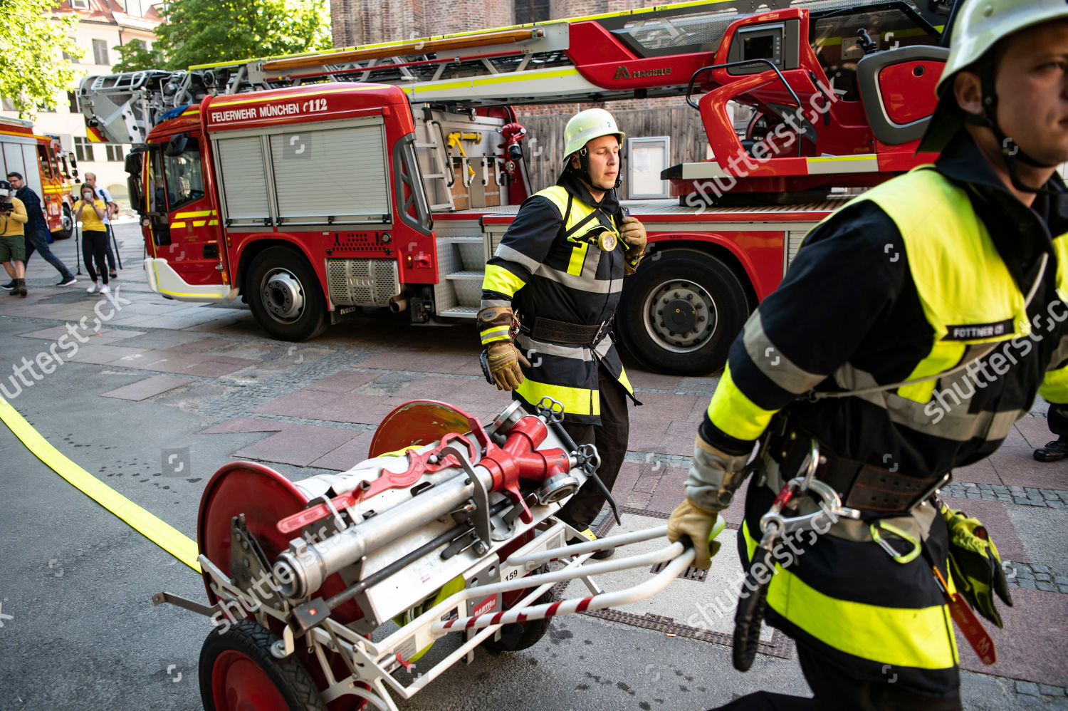 Firefighters Get Ready During Exercise Fire Editorial Stock Photo ...