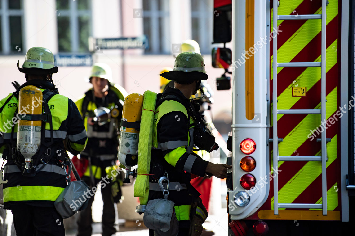 Firefighters Get Ready During Exercise Fire Editorial Stock Photo ...