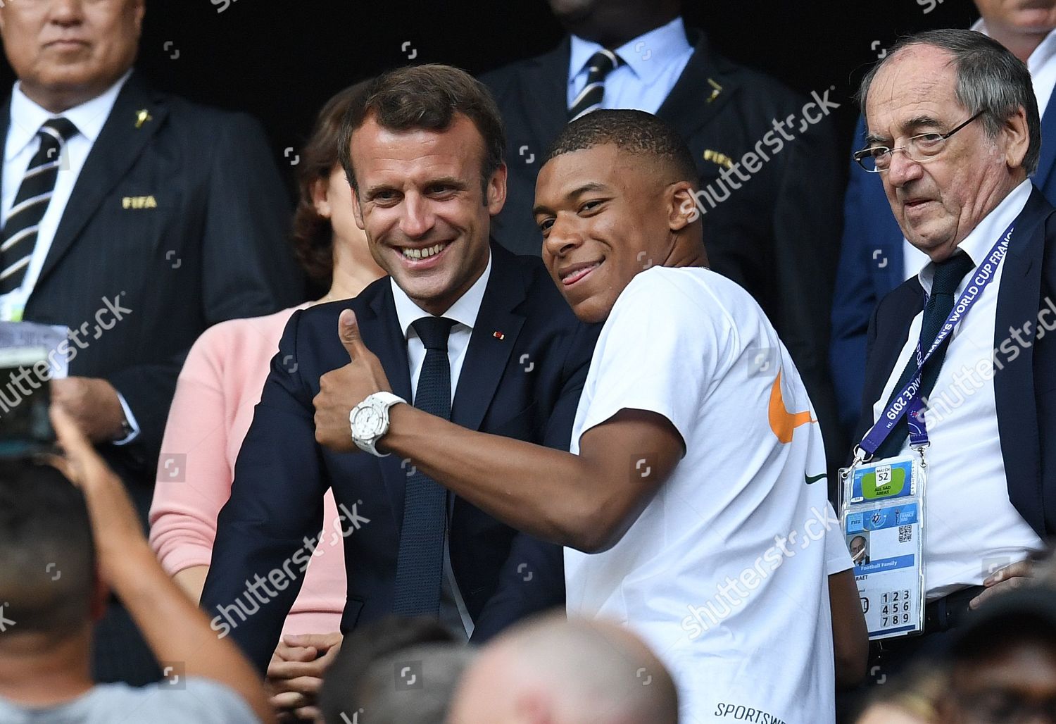 Emmanuel Macron Kylian Mbappe Stands Editorial Stock Photo - Stock ...