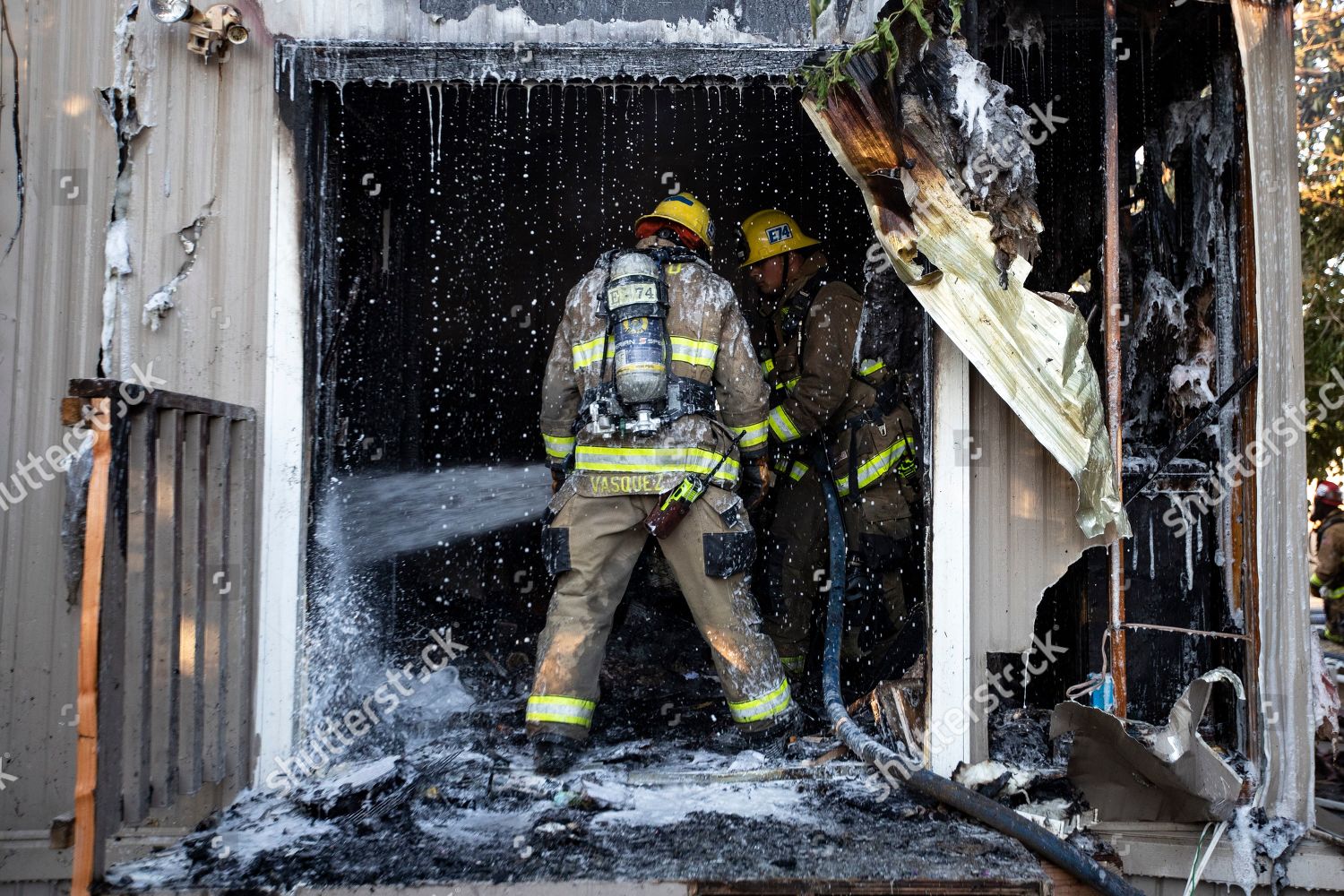 Firefighters Put Out Electrical Fire According Editorial Stock Photo ...