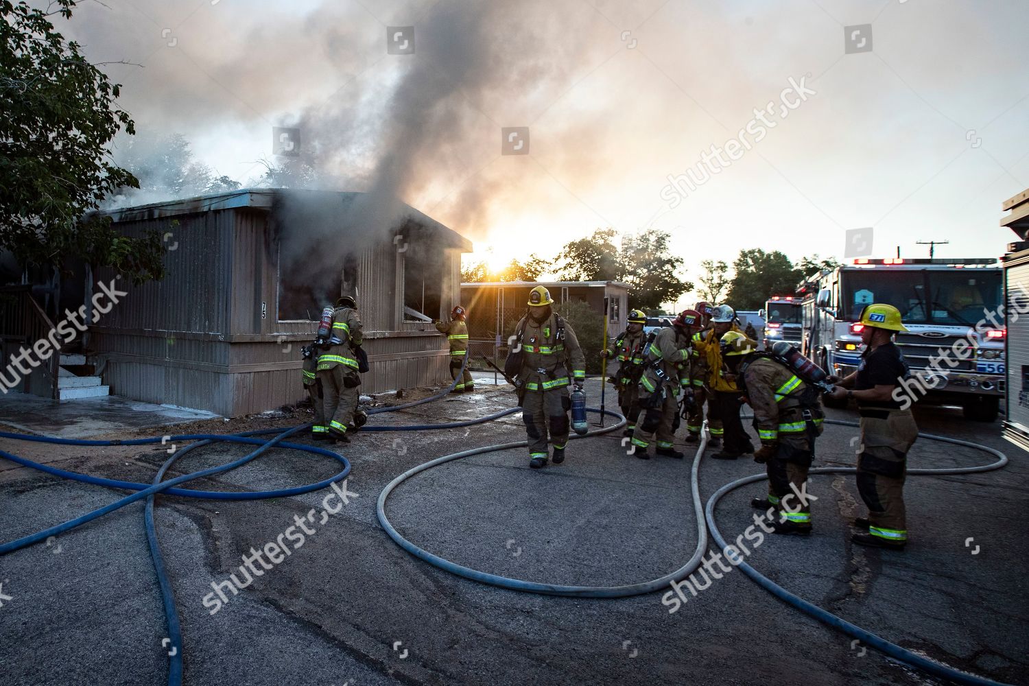 Firefighters Put Out Electrical Fire According Editorial Stock Photo ...