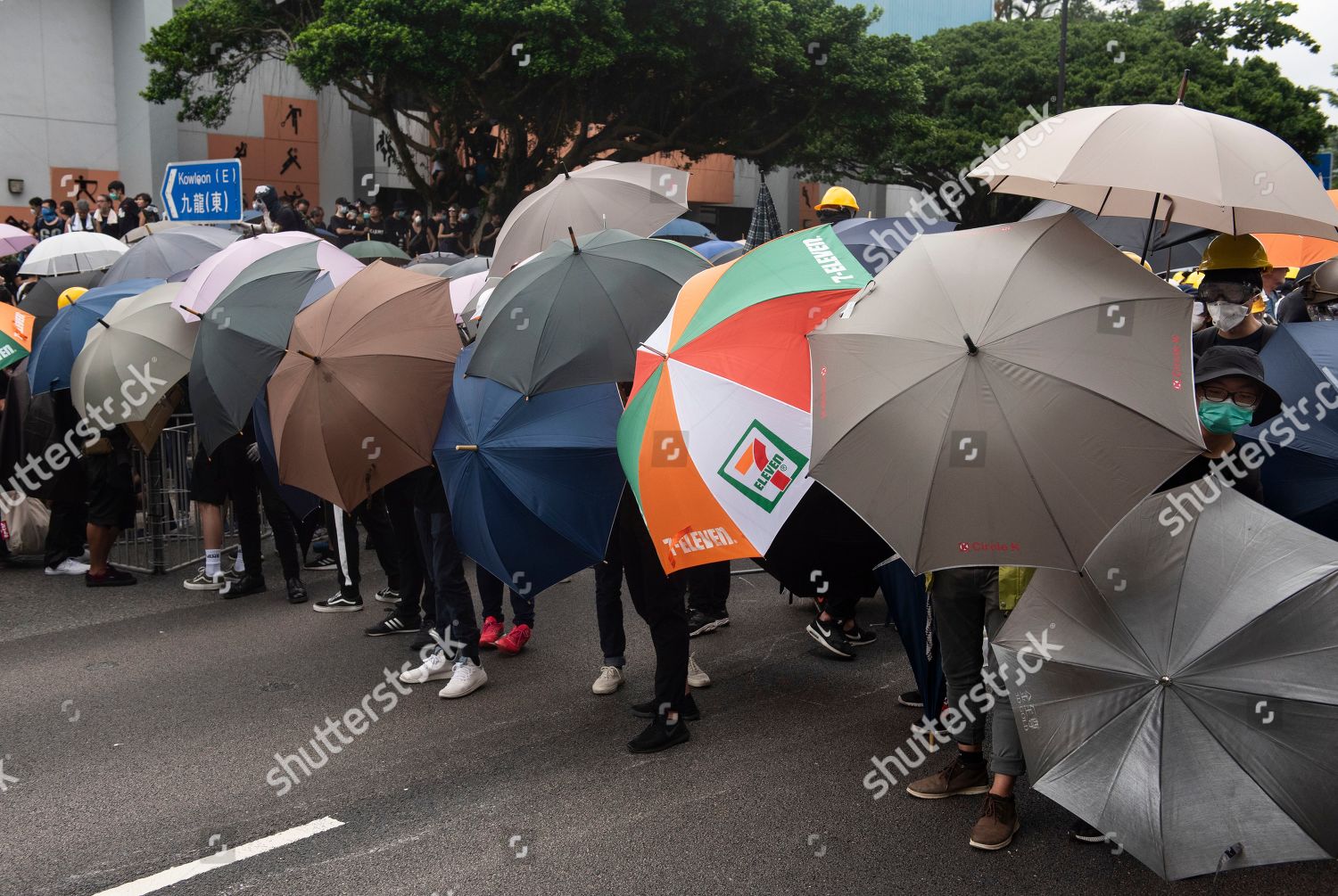 Protesters Defend Themselves Umbrellas Front Line Editorial Stock Photo ...