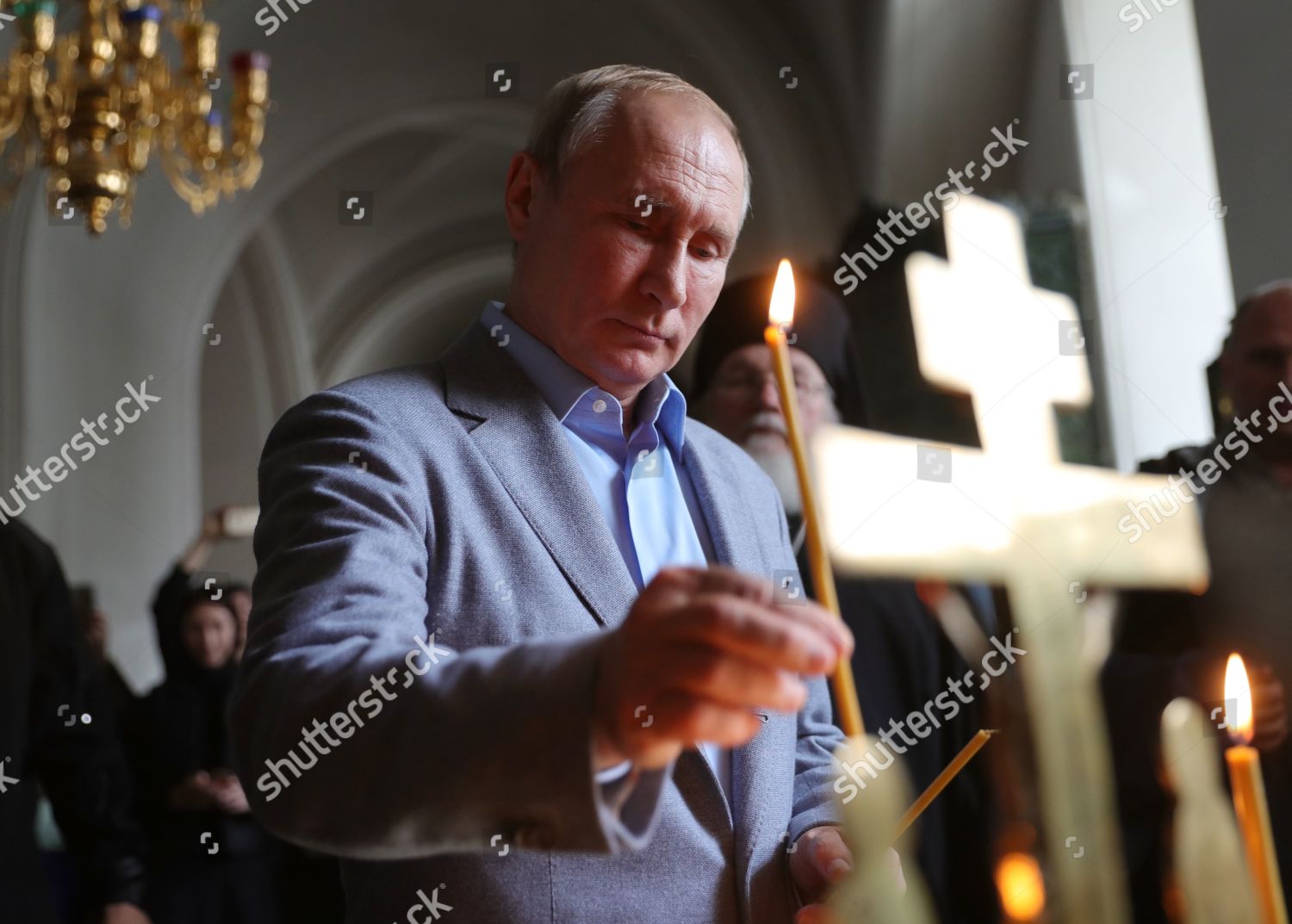 Russian President Vladimir Putin Puts Candle Editorial Stock Photo ...