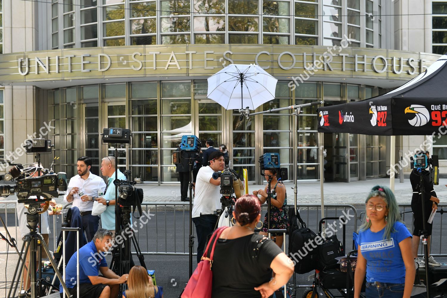 Media Outside Brooklyn Federal Courthouse During Editorial Stock Photo ...